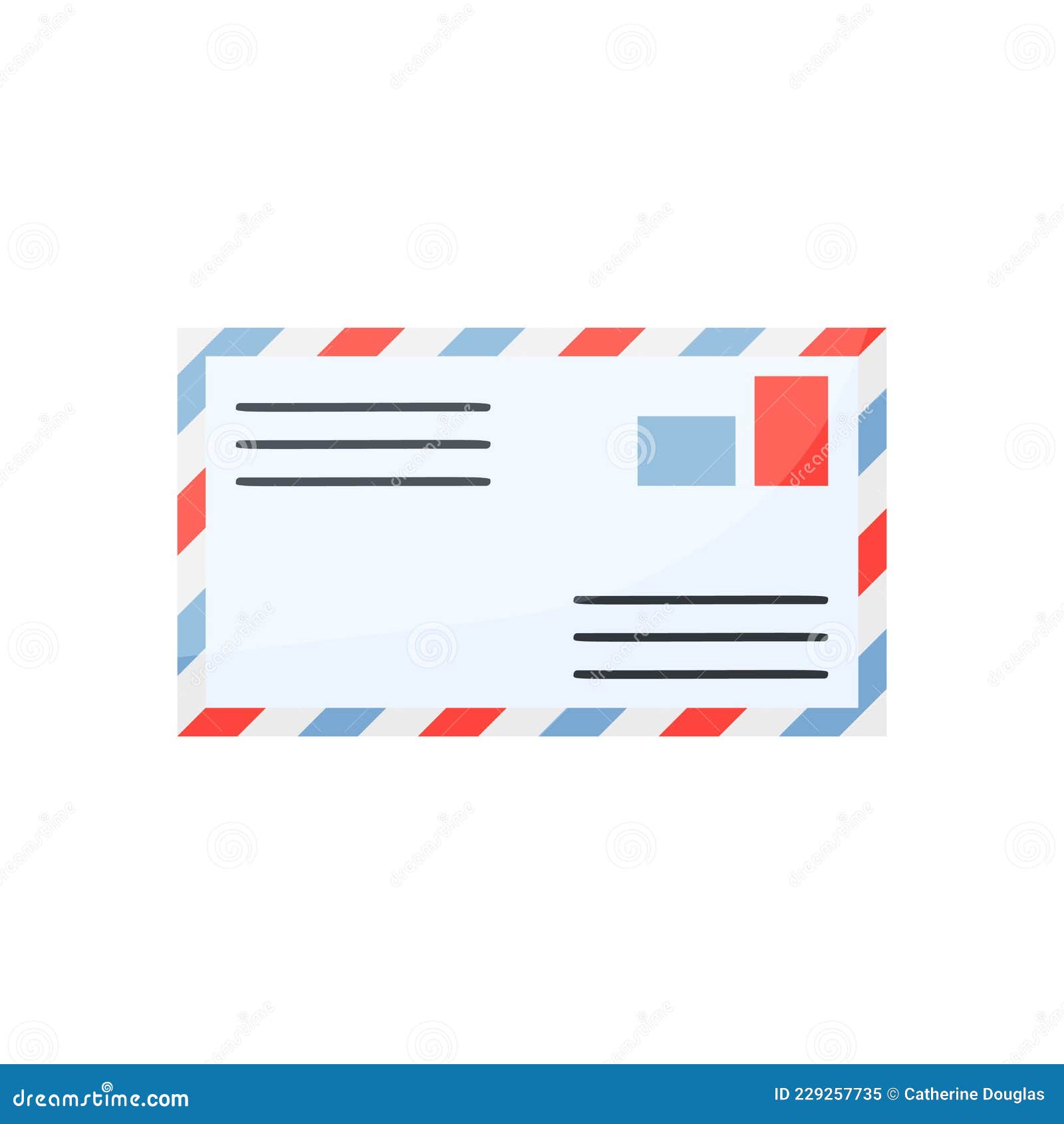 Flat Design Cartoon Envelope Illustration. Post Element. Stock Vector ...