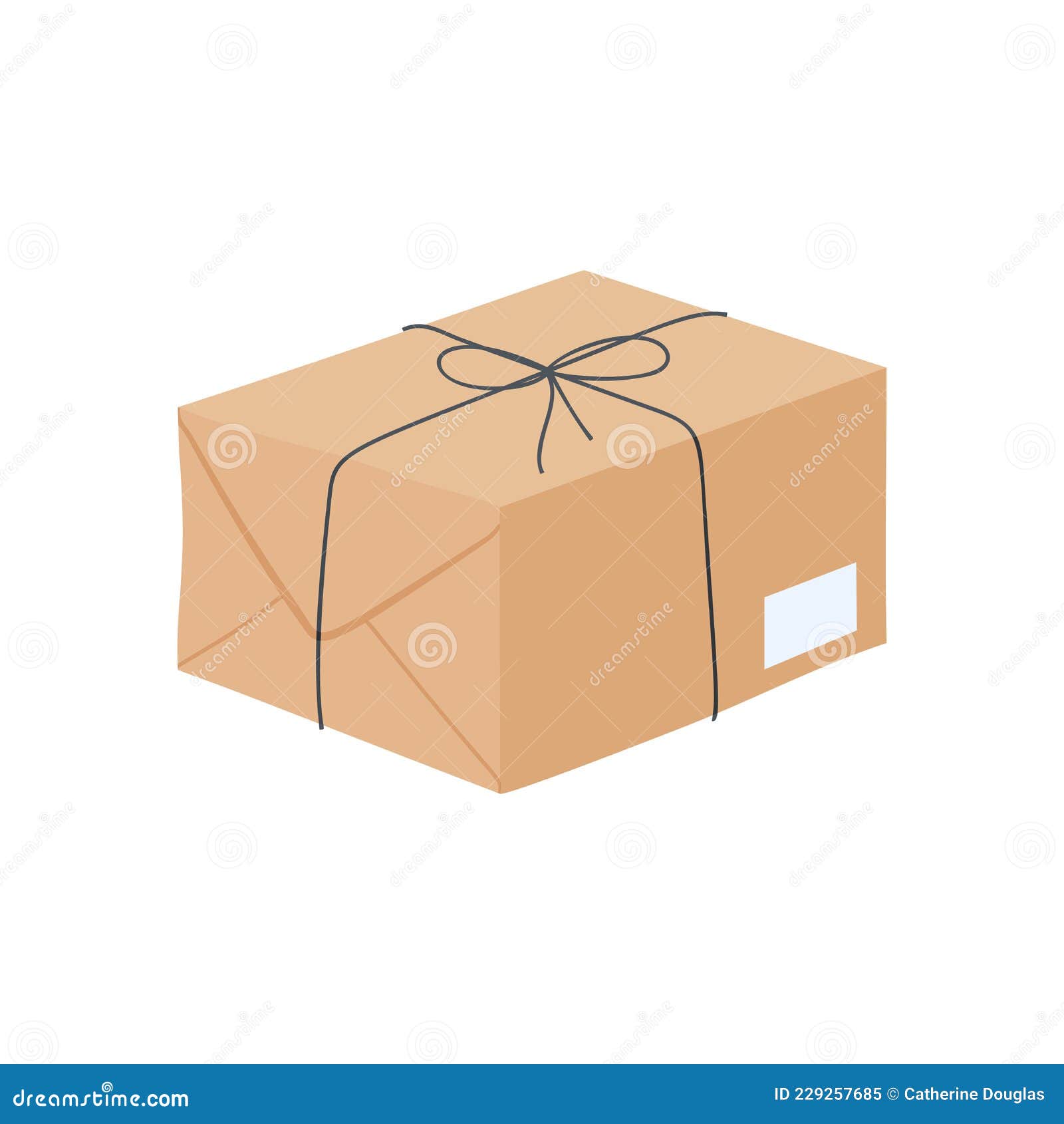 Flat Design Cartoon Postal Package Illustration. Post Element. Stock ...