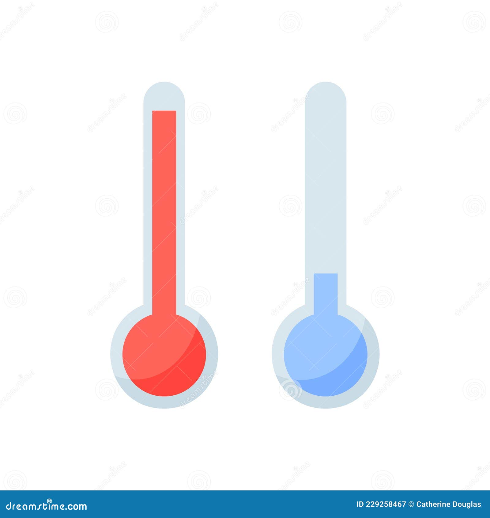 Flat Design Cartoon Thermometer Illustration. Weather Element. Stock ...