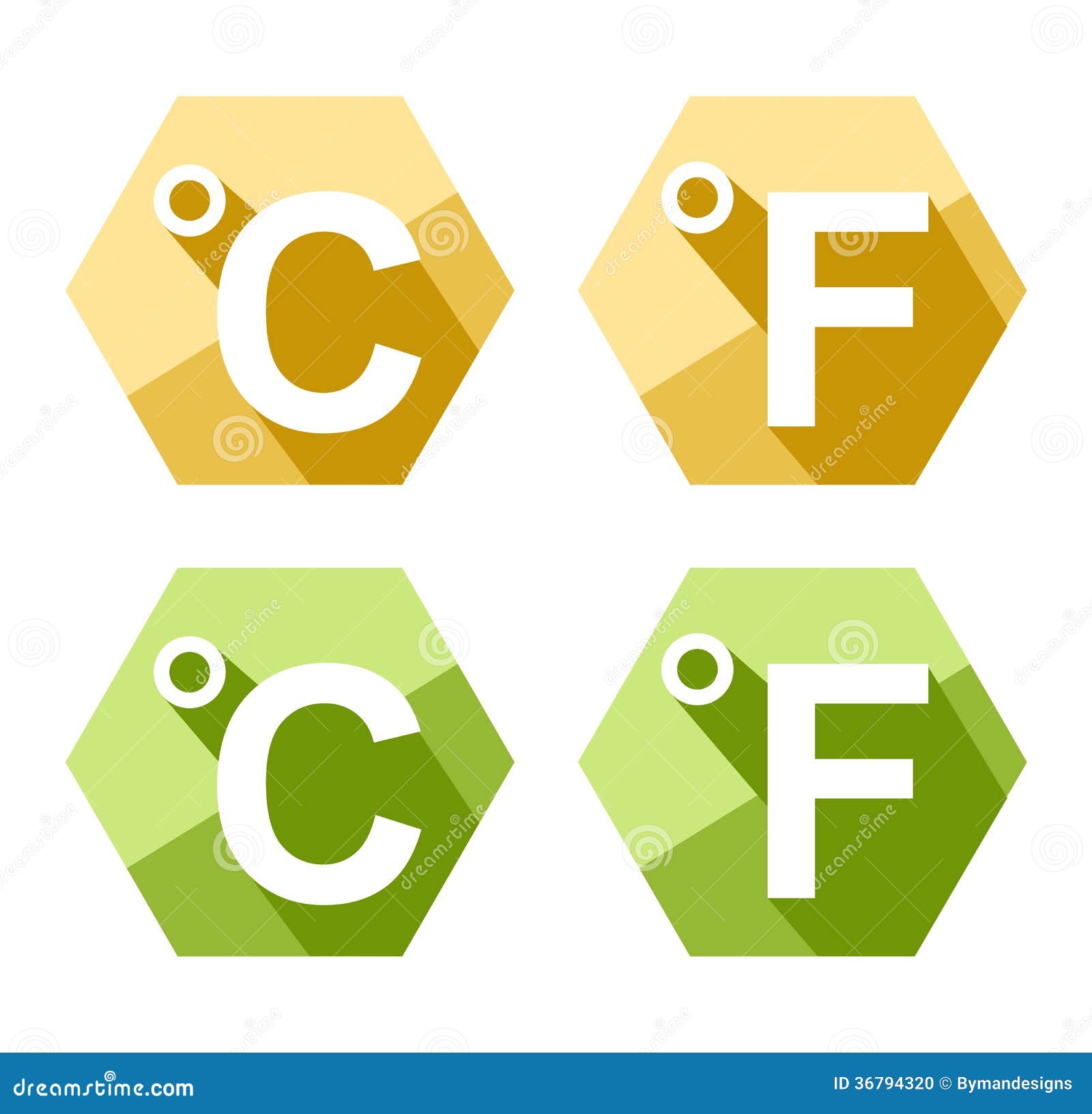 Flat Design Celsius and Fahrenheit Symbol Icon Set Stock Vector ...