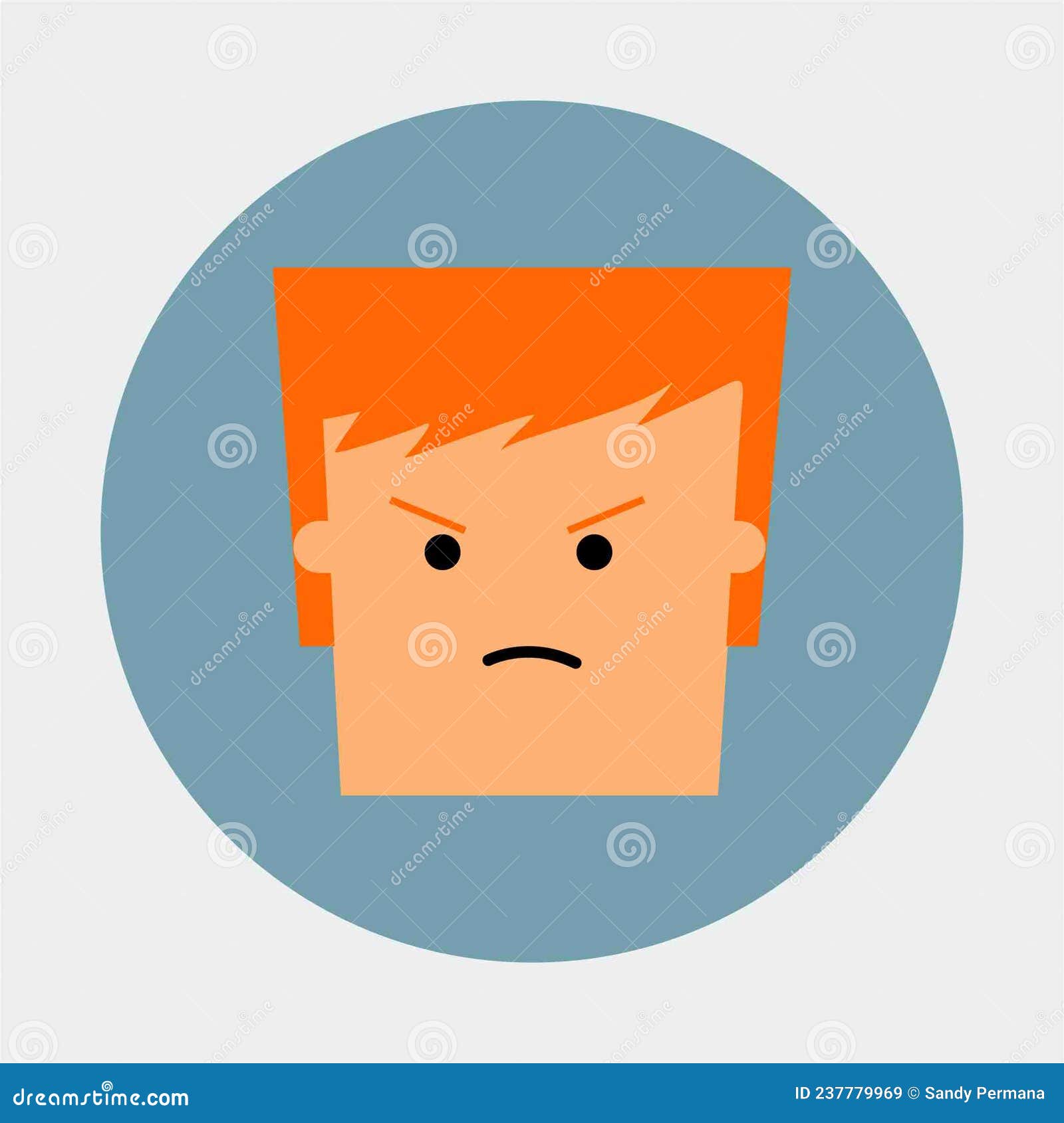 Flat Design Character, Angry Orange Haired Man Stock Vector ...