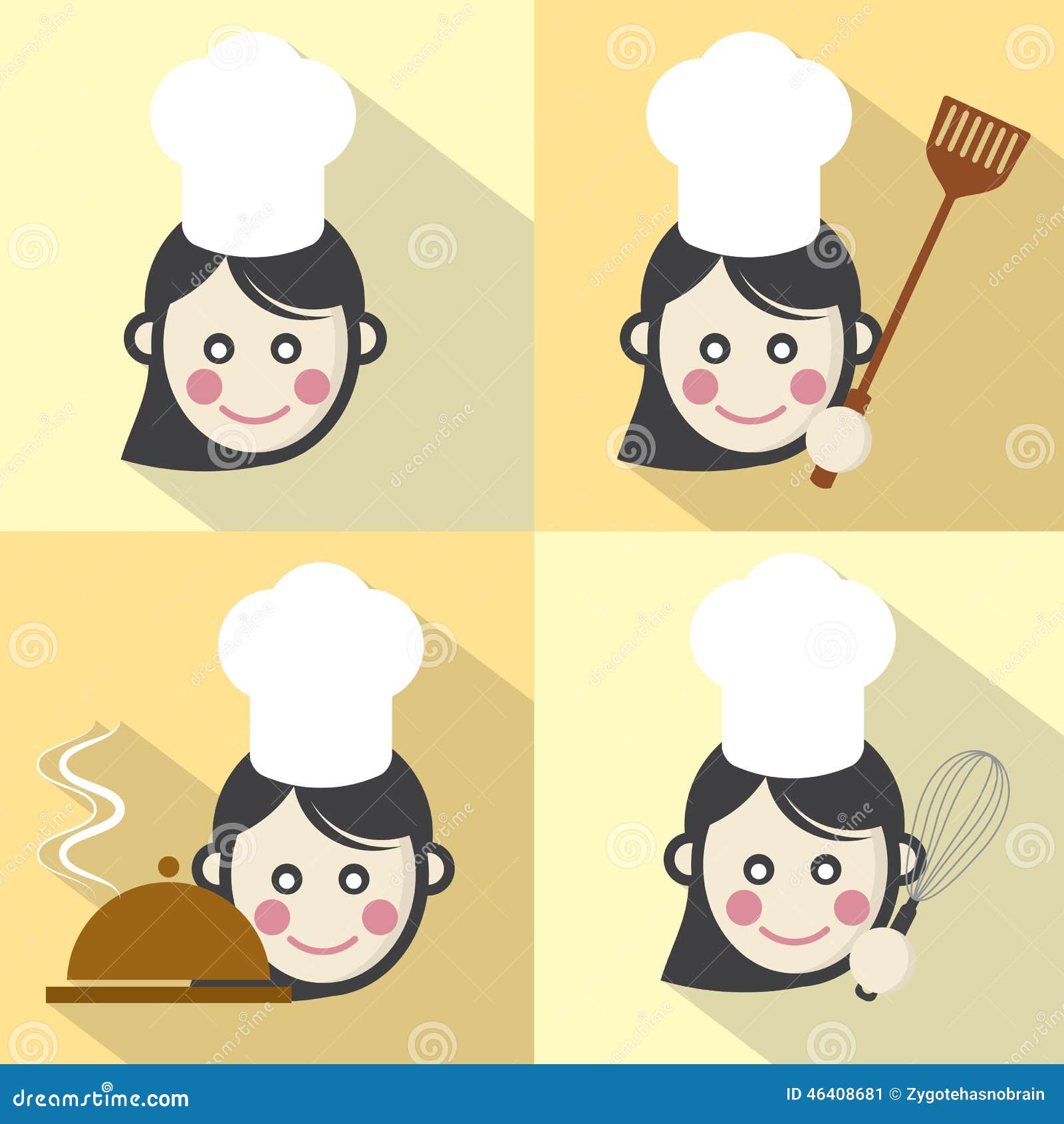 Flat Design Chef Icon with Long Shadow Effect Stock Vector ...