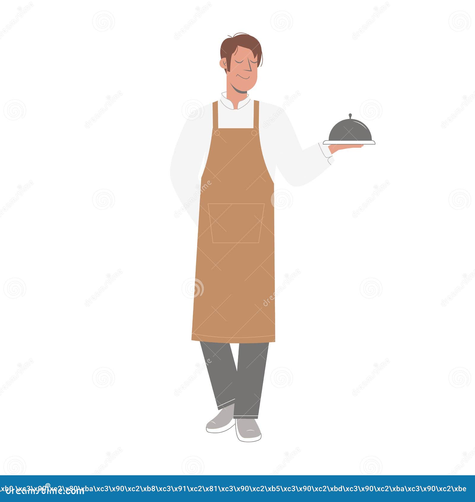 Flat Design of Chef Man Presents a Dish Stock Vector - Illustration of ...