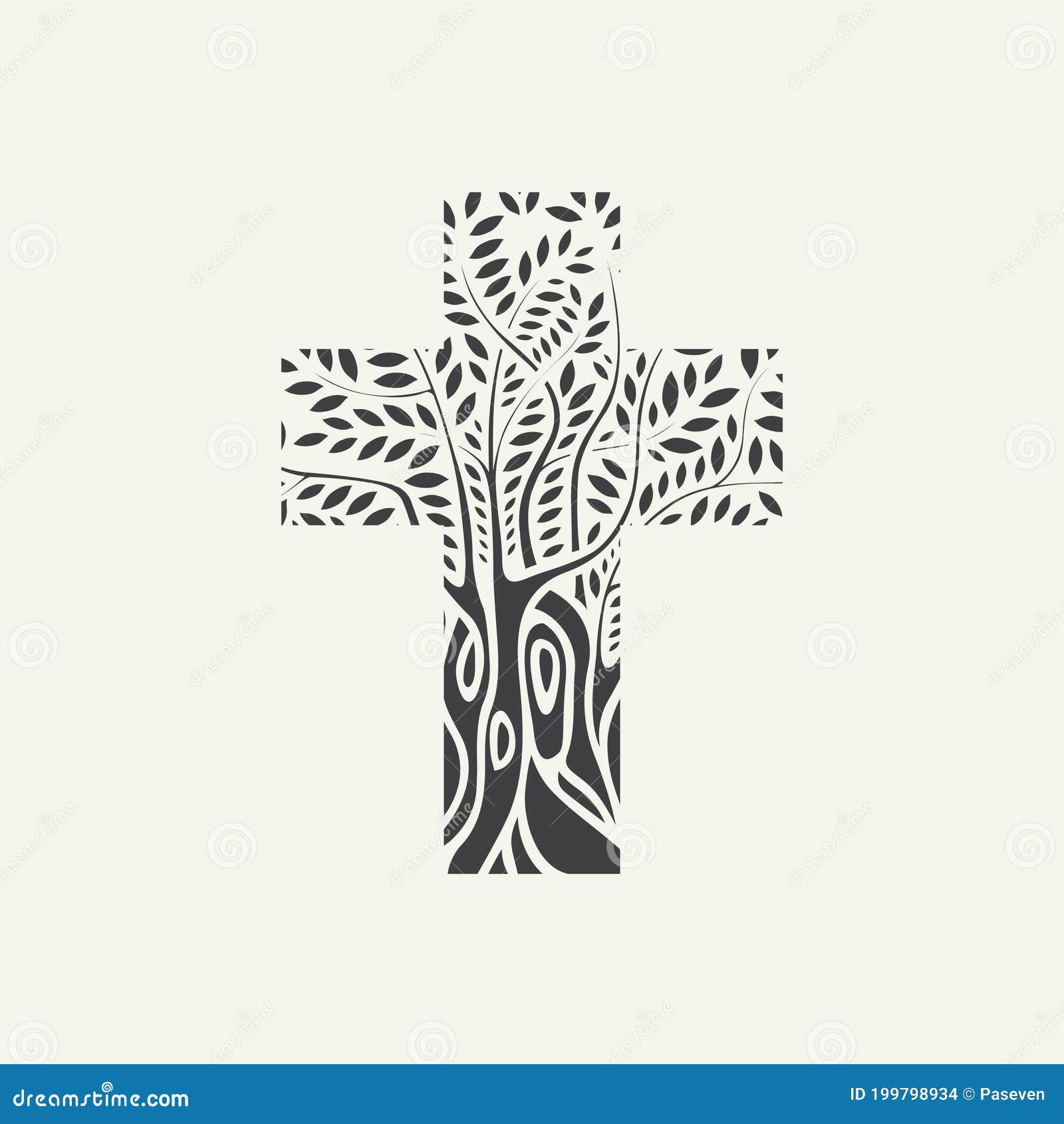 Flat Design of Christian Cross in the Form of Tree Stock Vector ...
