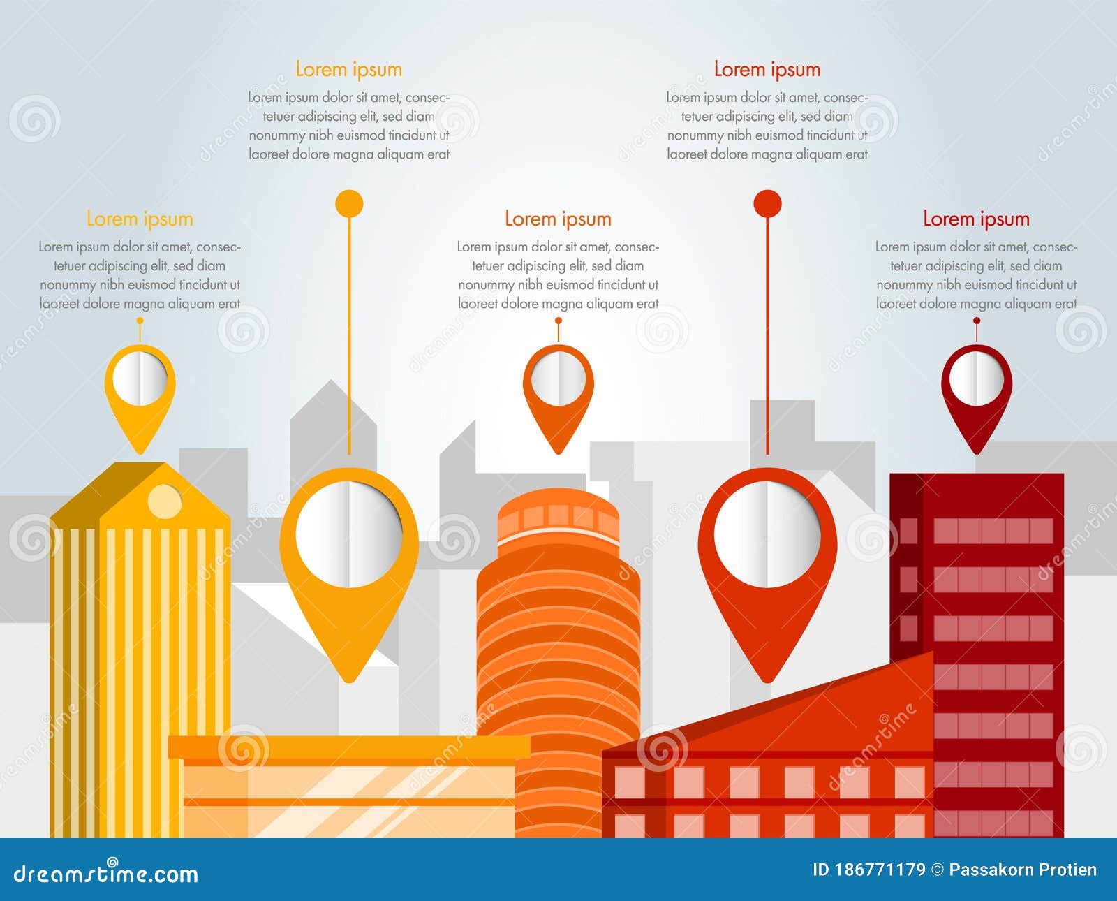 Flat Design City Infographic. Stock Vector - Illustration of color ...