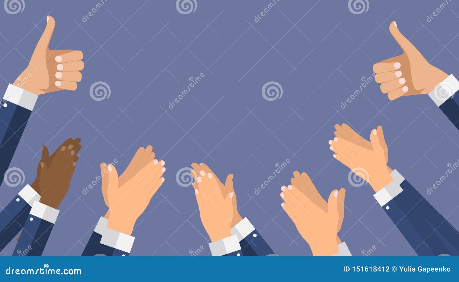 Flat Design Clapping Hand Applause Banners Template. Vector ...