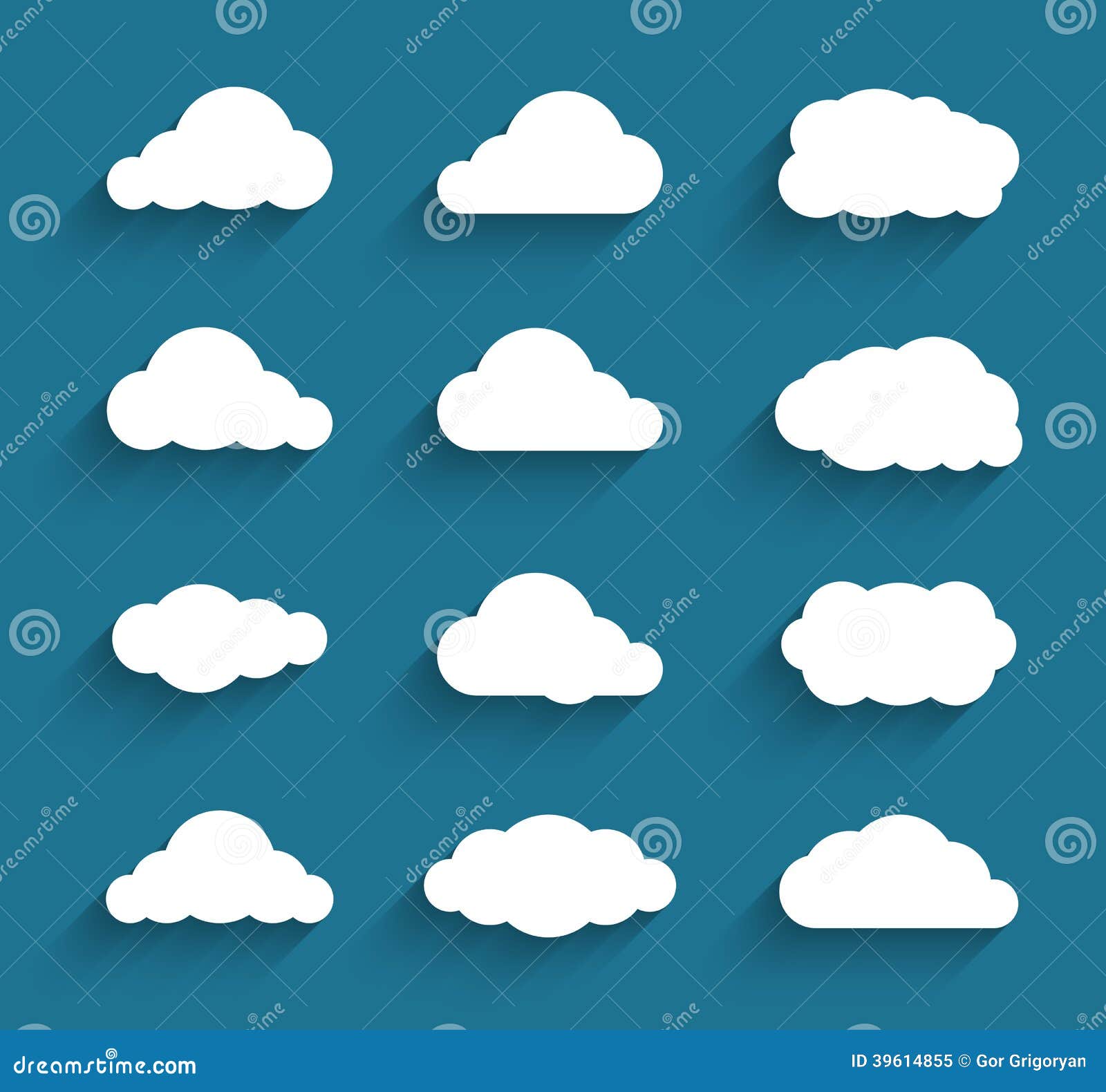 Flat Design Cloudscapes Collection. Flat Shadows Stock Vector ...