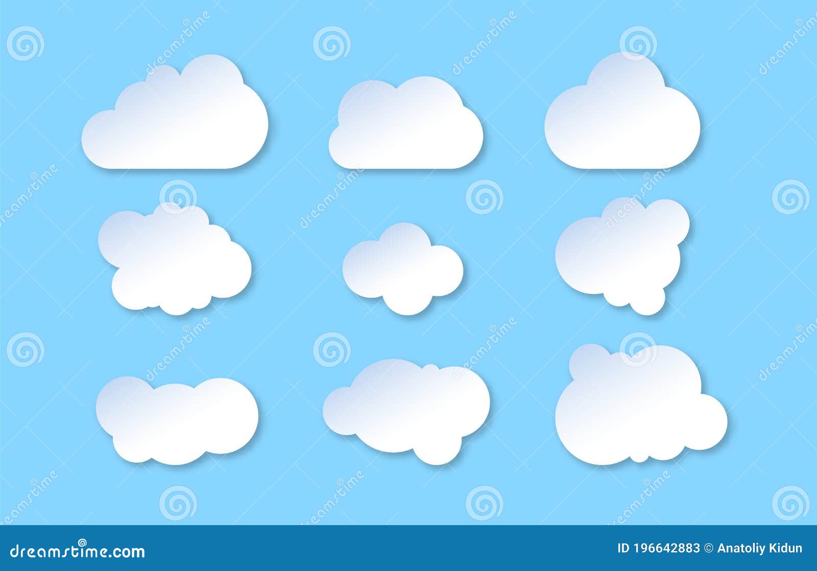 Flat Design Cloudscapes Collection. Flat Shadows. Vector Illustration ...