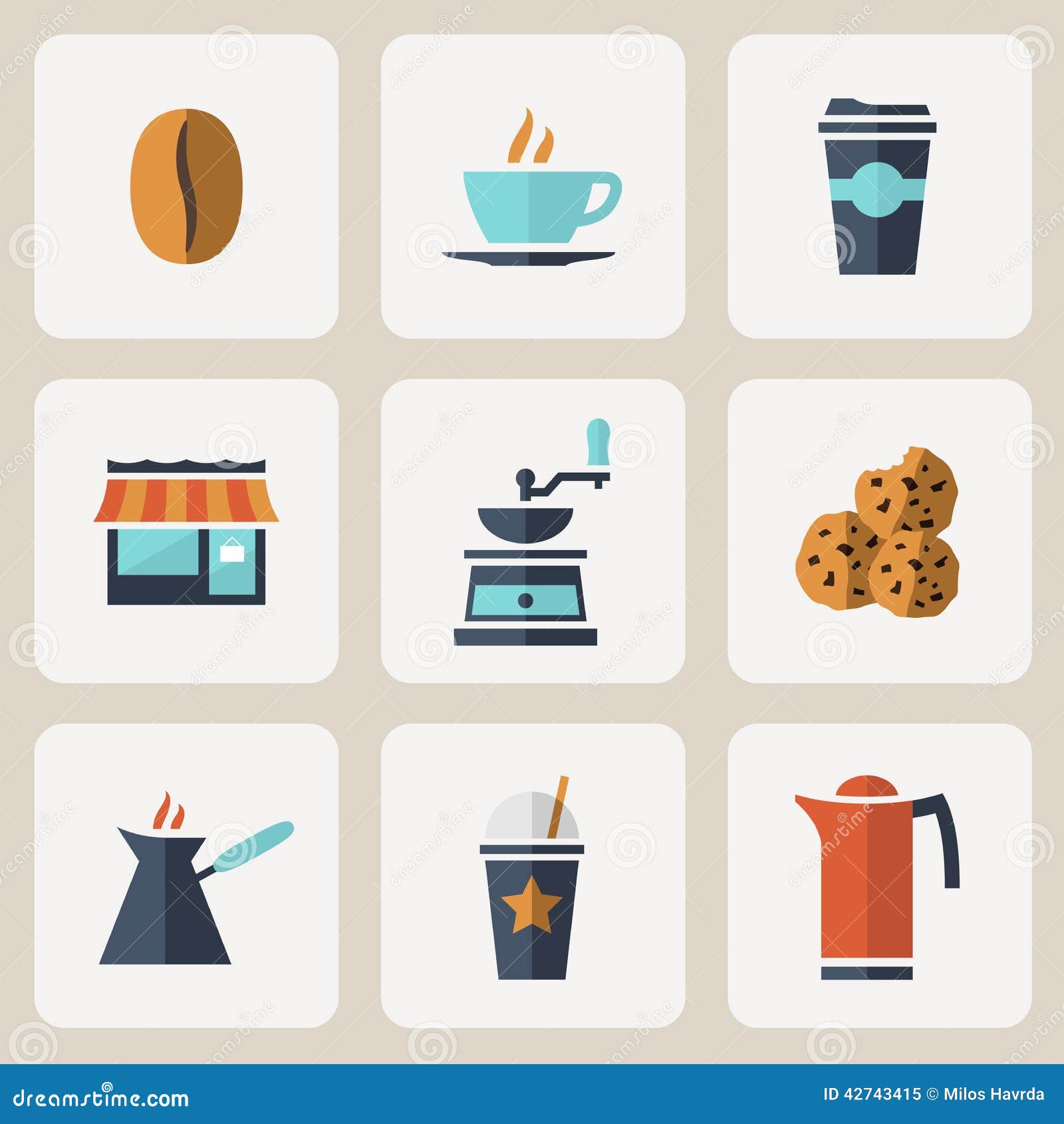 Flat Design Coffee Icons Set Stock Vector - Illustration of breakfast ...