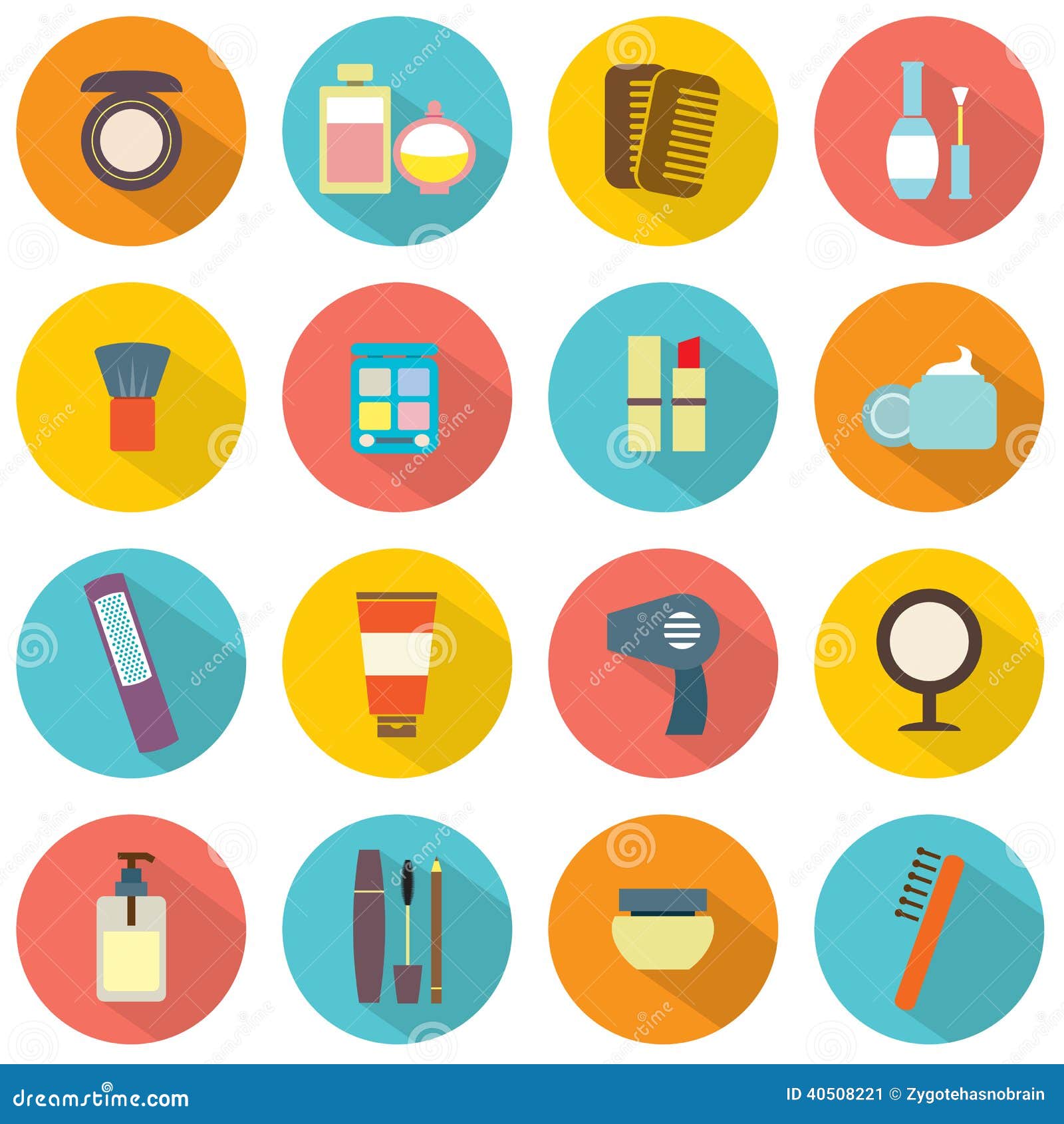 Flat Design Colorful Cosmetics Icons Stock Vector - Illustration of ...