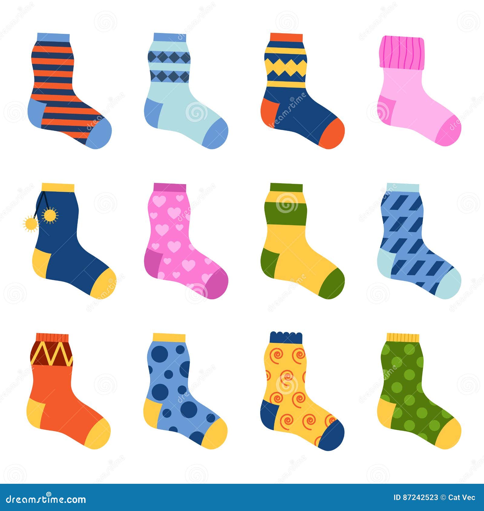 Flat Design Colorful Socks Set Vector Illustration. Stock Vector ...