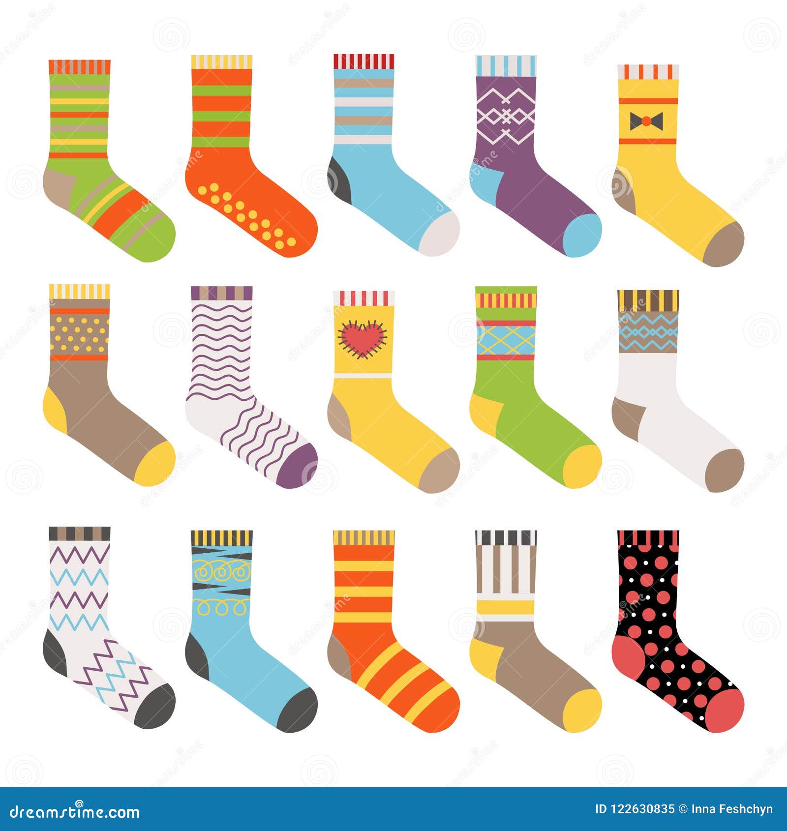 Flat Design Colorful Socks Set Vector Illustration Stock Vector ...