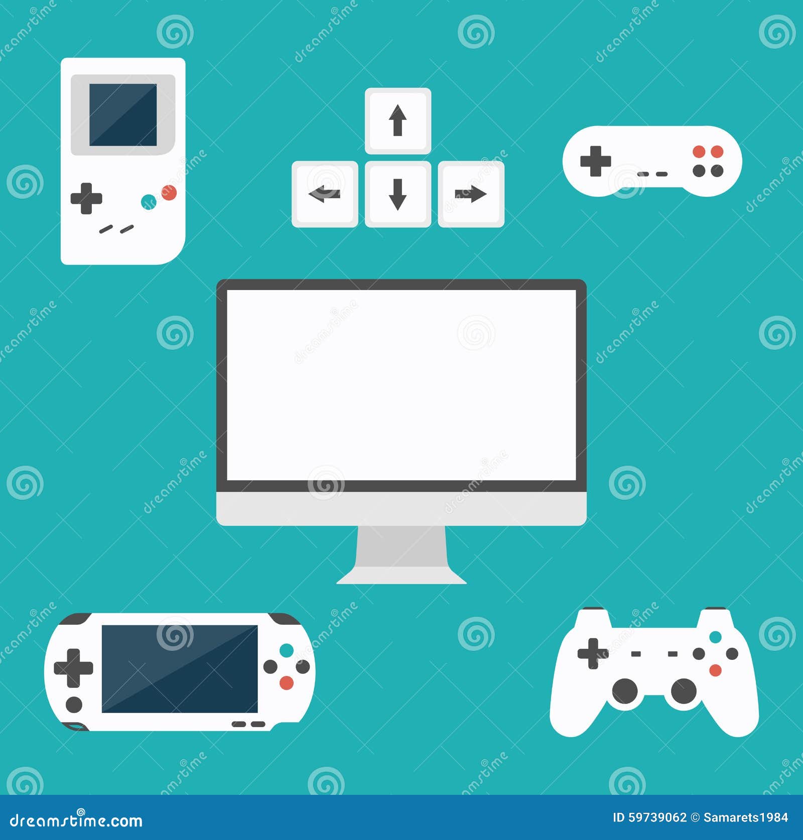 Flat Design Computer Games Concept. Game Development. Various Devices ...