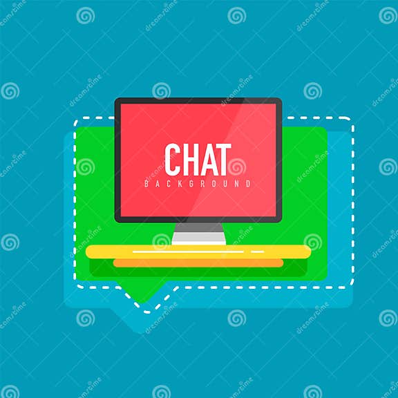 Flat Design Computer Screen with Speech Bubbles Stock Vector ...