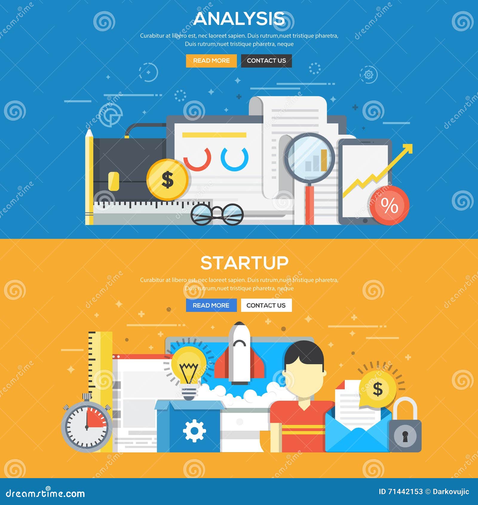 Flat Design Concept -Analysis and Startup Stock Vector - Illustration ...