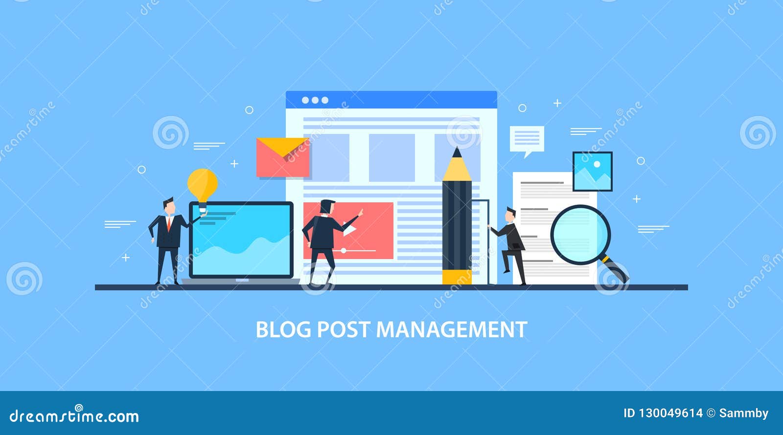 Flat Design Concept of Blog Post Management, Content Managing Software ...