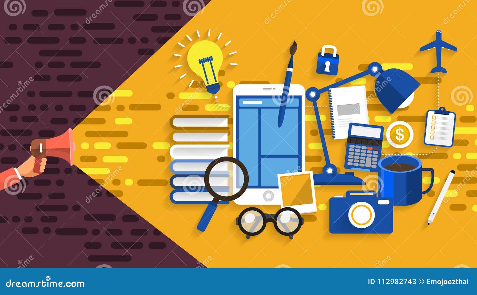 Flat Design Concept Building Digital Marketing with Construction Team ...