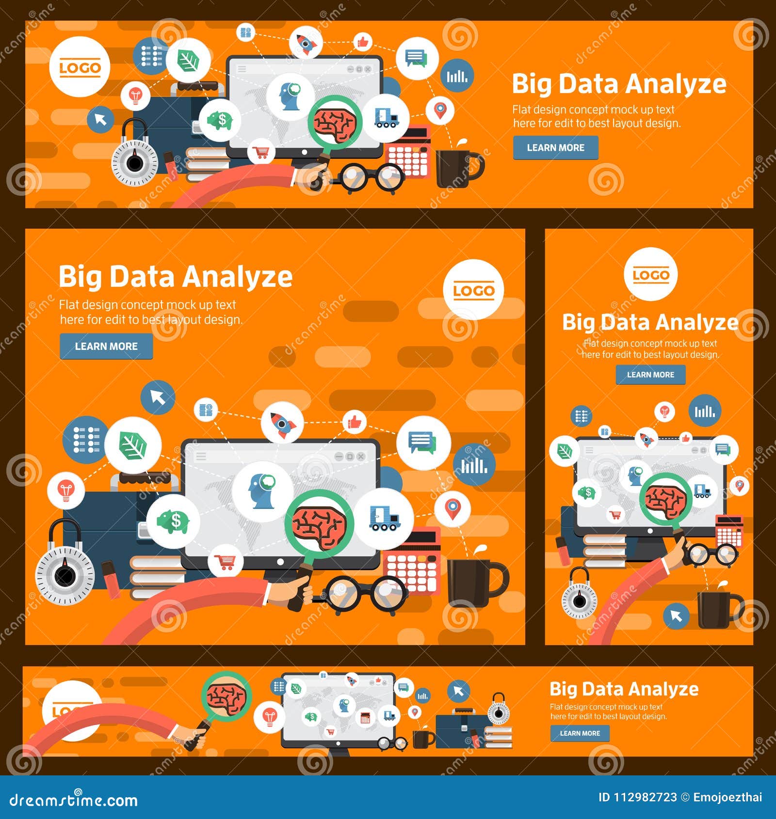 Flat Design Concept Building Text Big Data Analysis with Construction ...