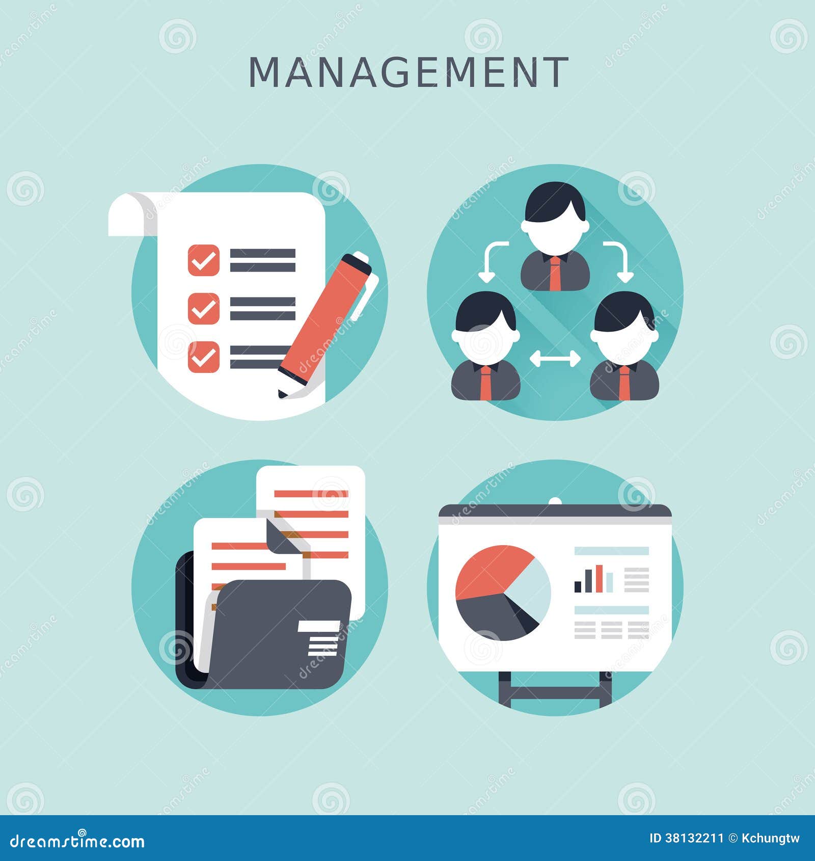 Flat Design Concept of Business Management Stock Vector - Illustration ...