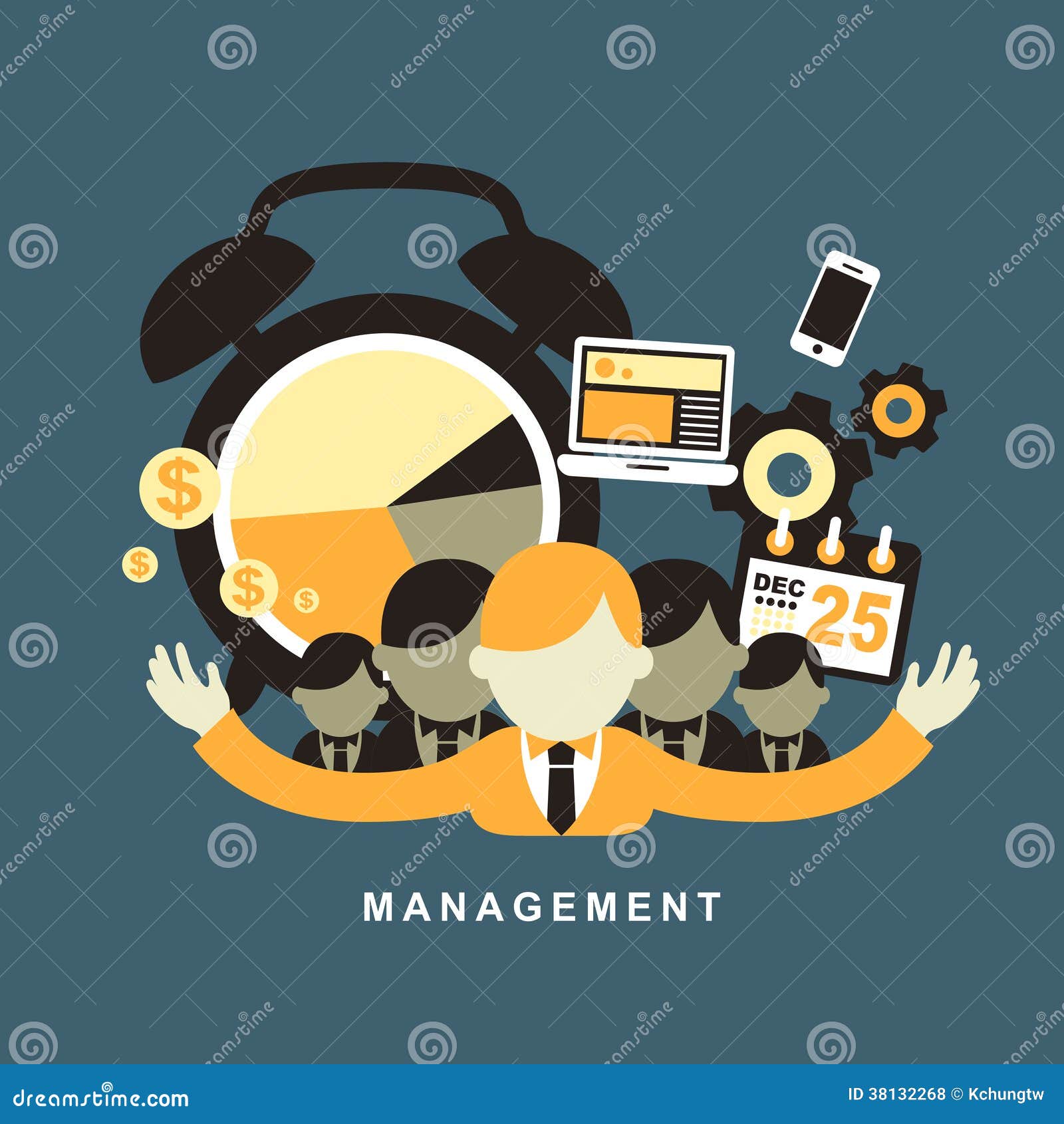 Flat Design Concept of Business Management Stock Vector - Illustration ...