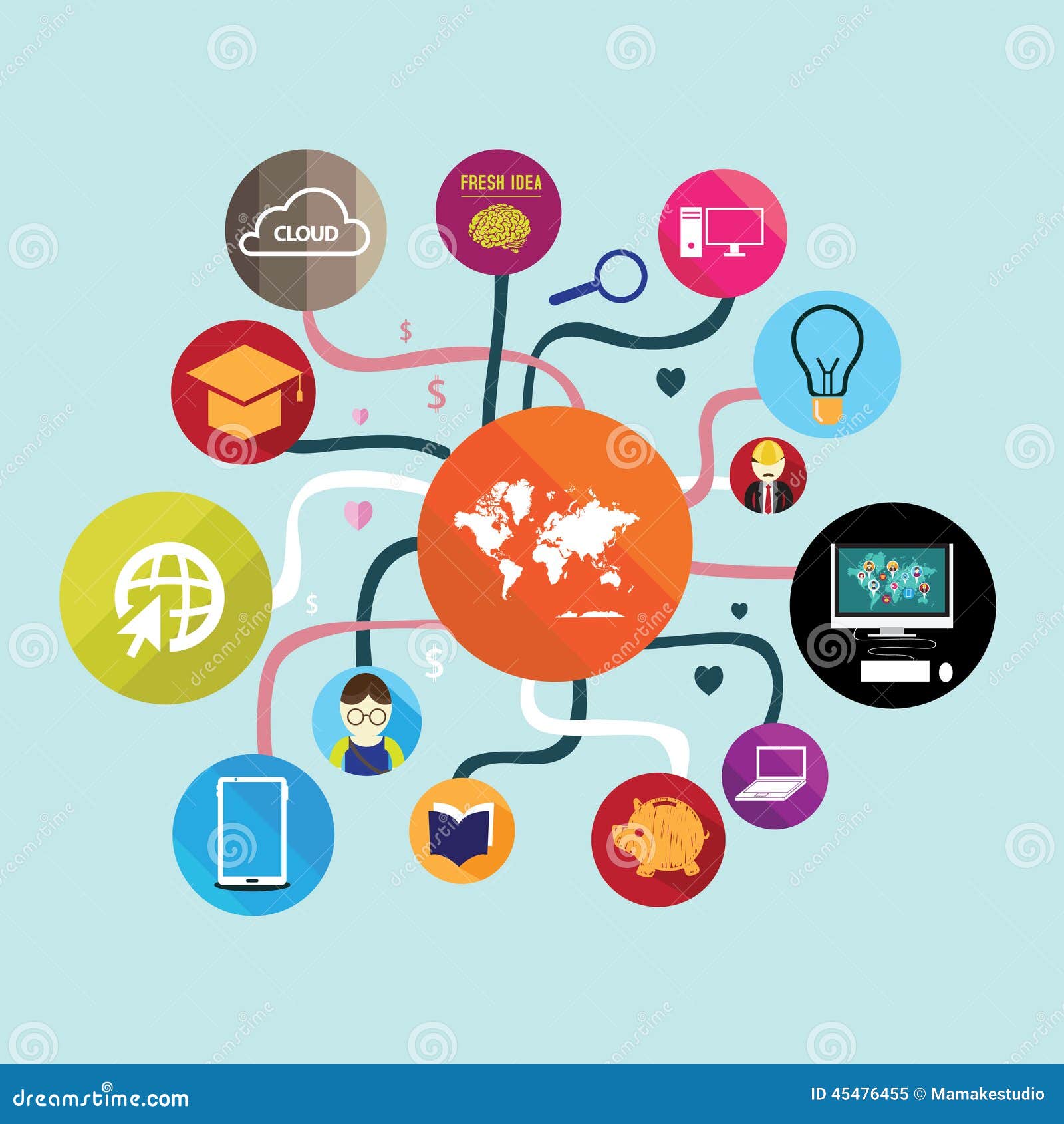 Flat Design Concept for Business in the World Stock Illustration ...