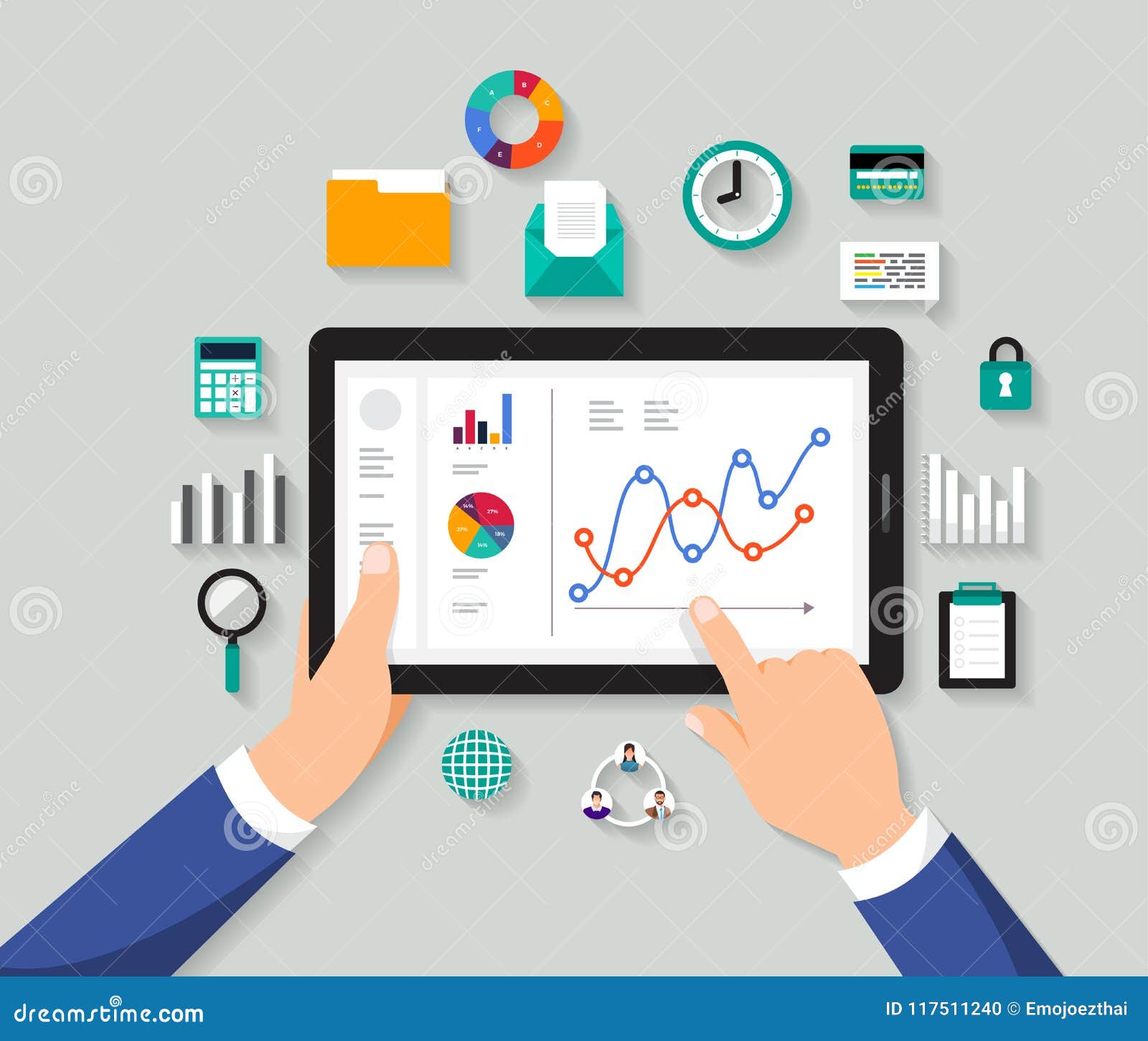 Flat Design Concept Businessman Analysis Digital Data. Vector Il Stock ... Flat Design Concept Businessman Analysis Digital Data. Vector Il Stock ...