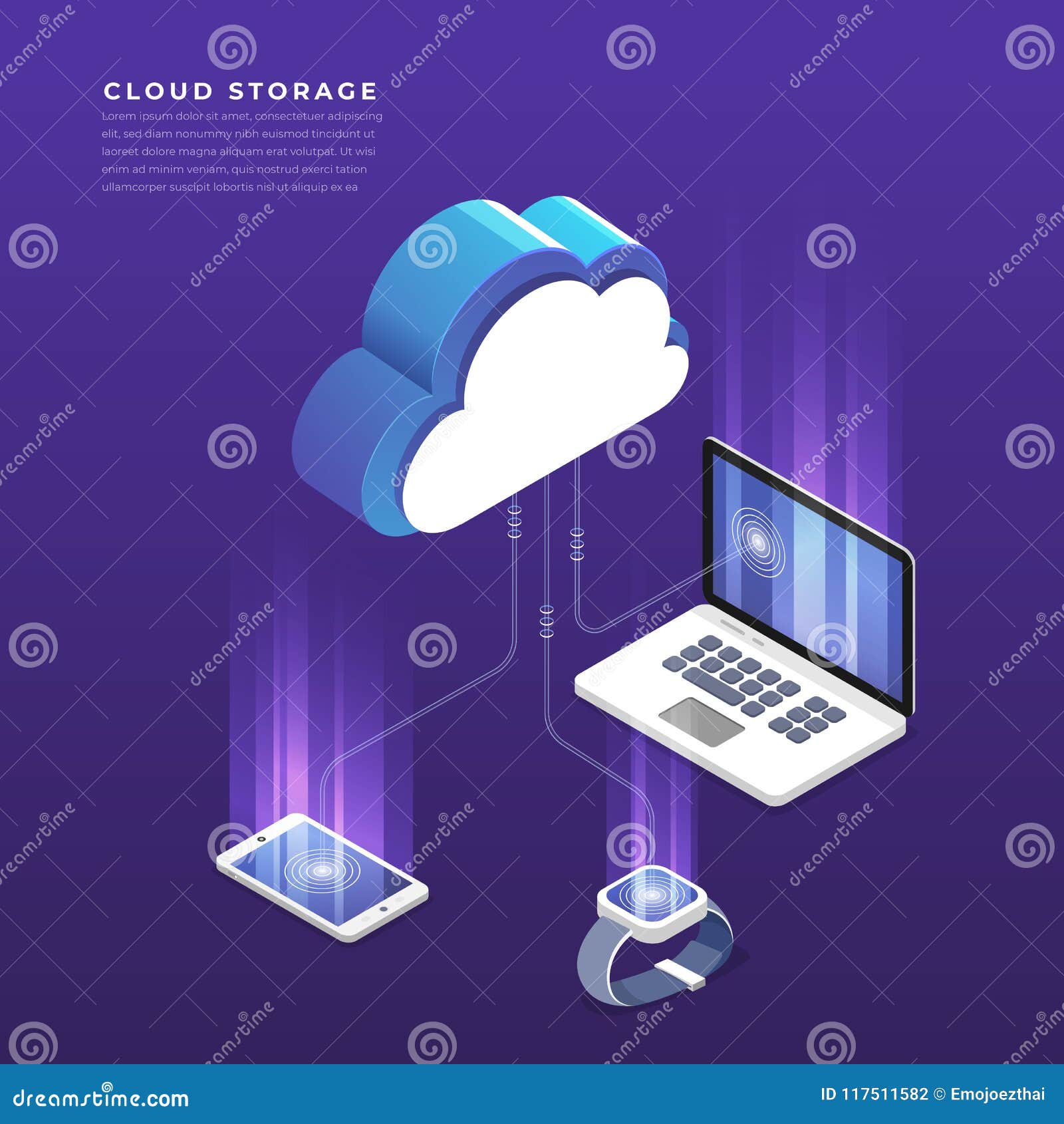 Flat Design Concept Cloud Computing Technology Users Network Con Stock Vector - Illustration of ...