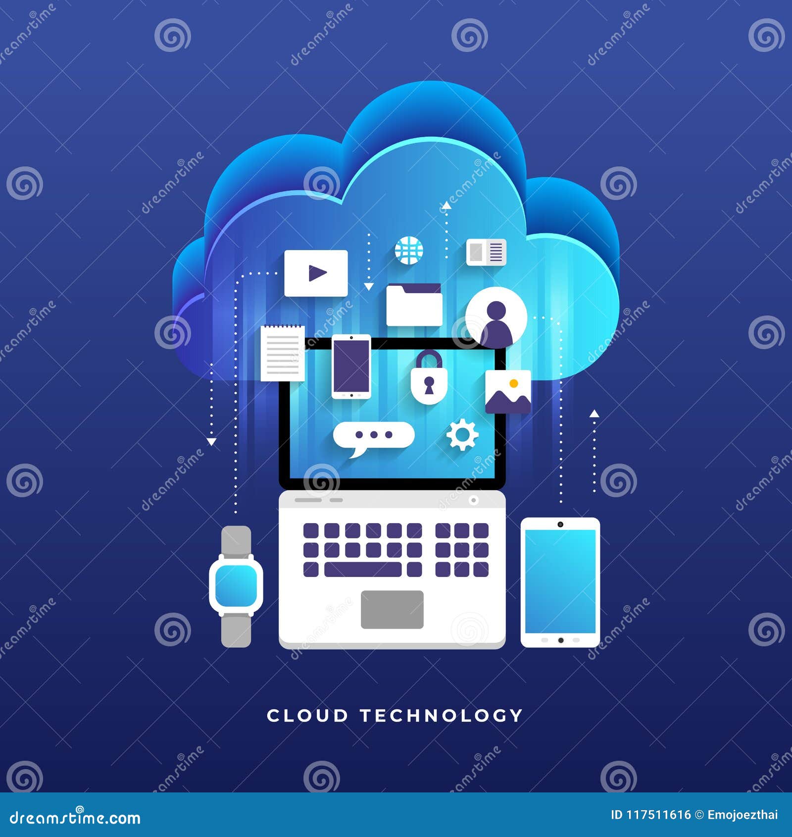 Flat Design Concept Cloud Computing Technology Users Network Con Stock ...