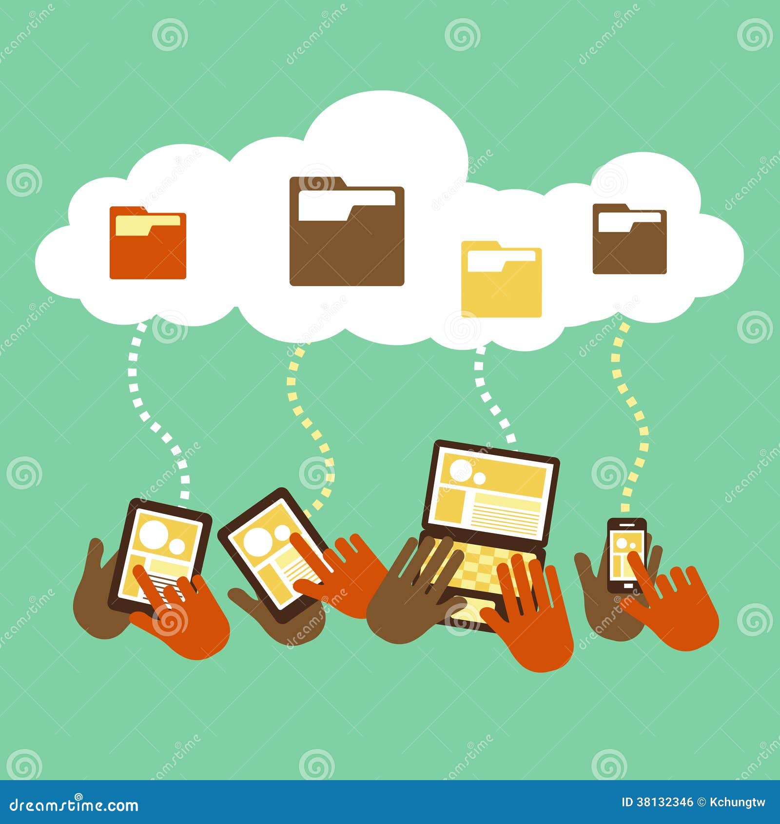Flat Design Concept of Cloud Storage Stock Vector - Illustration of ...