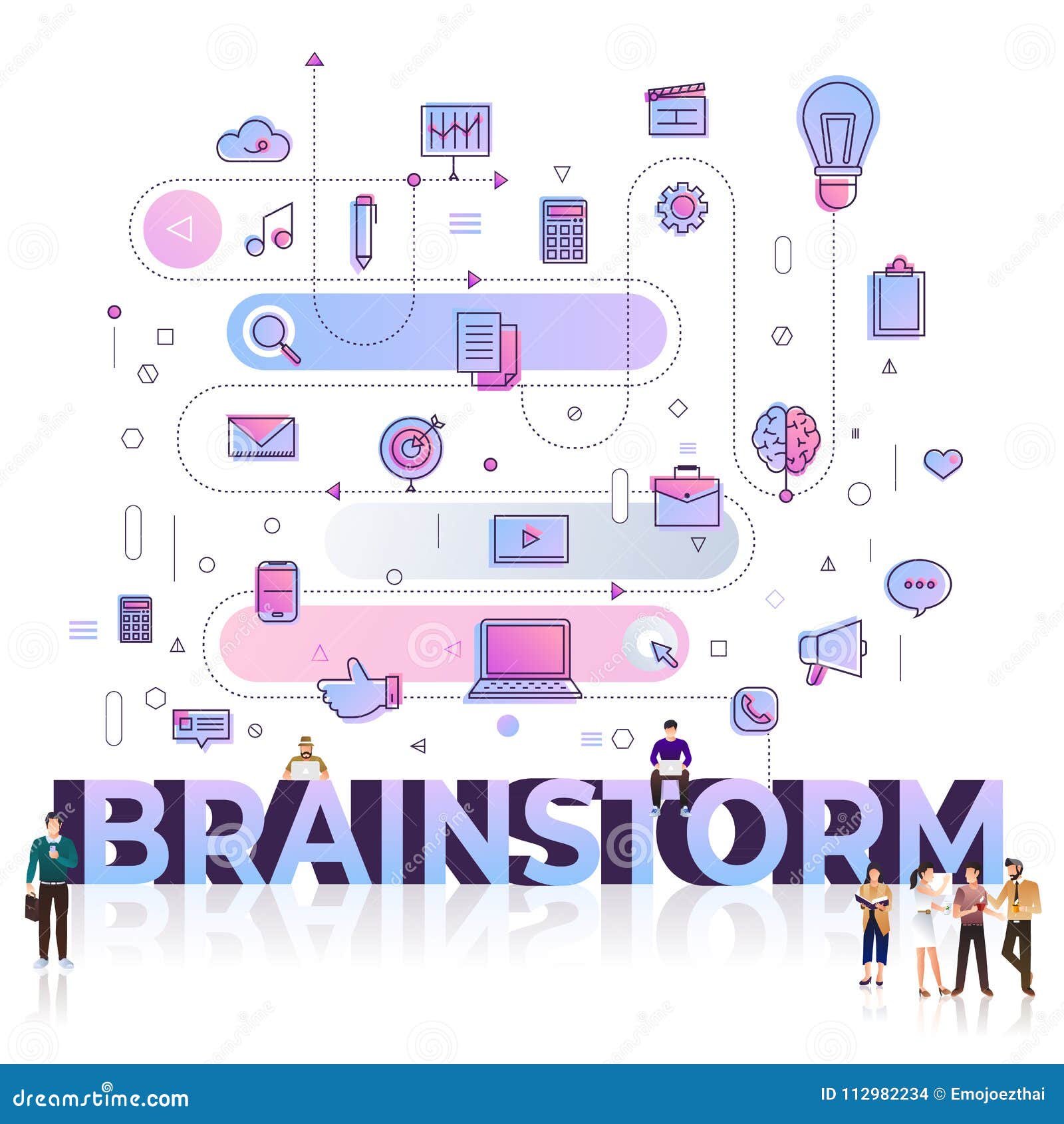 Flat Design Concept Create Big Idea with IDEA. Vector Illustrate Stock ...