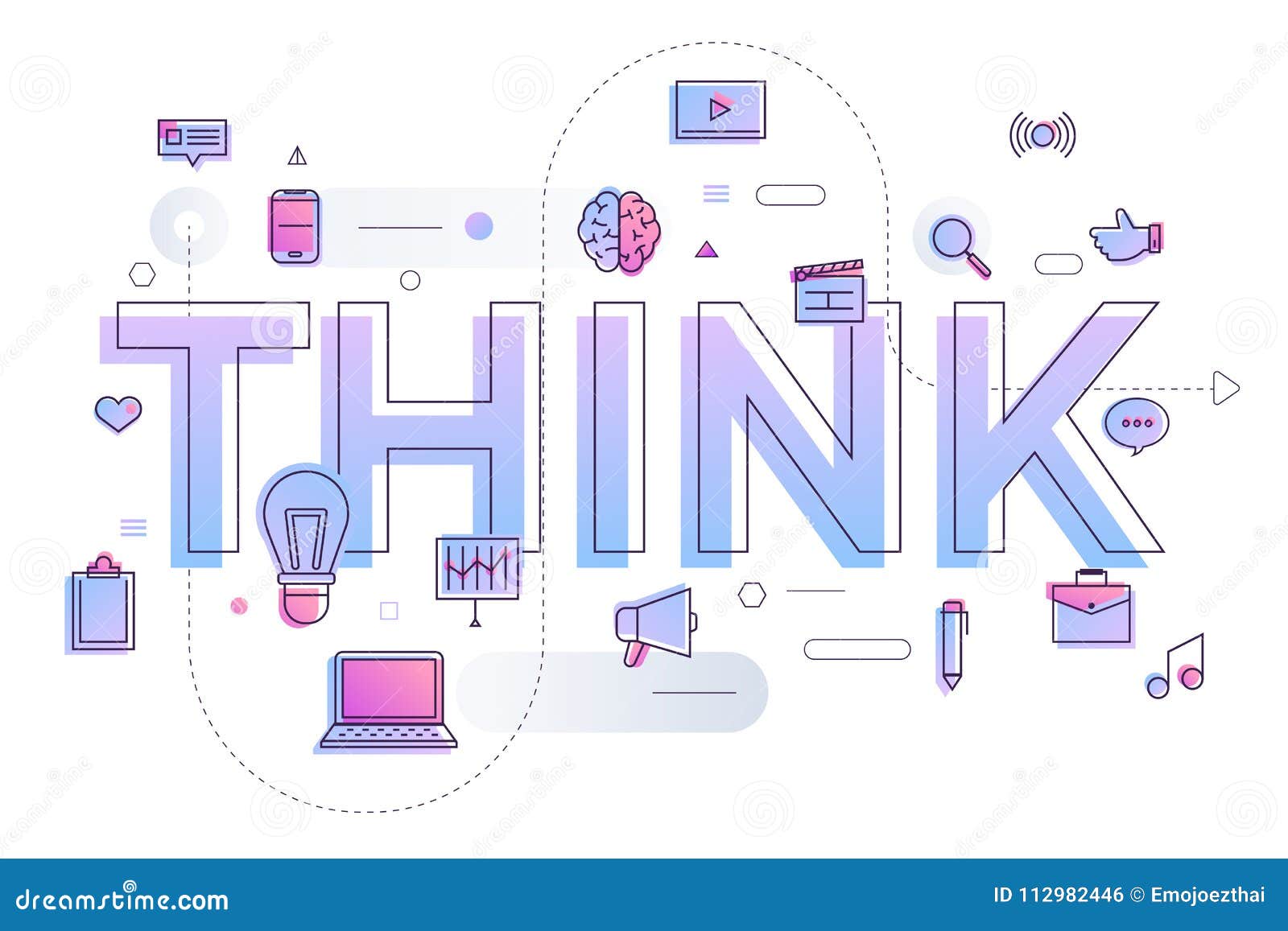 Flat Design Concept Create Big Idea with IDEA. Vector Illustrate Stock ...