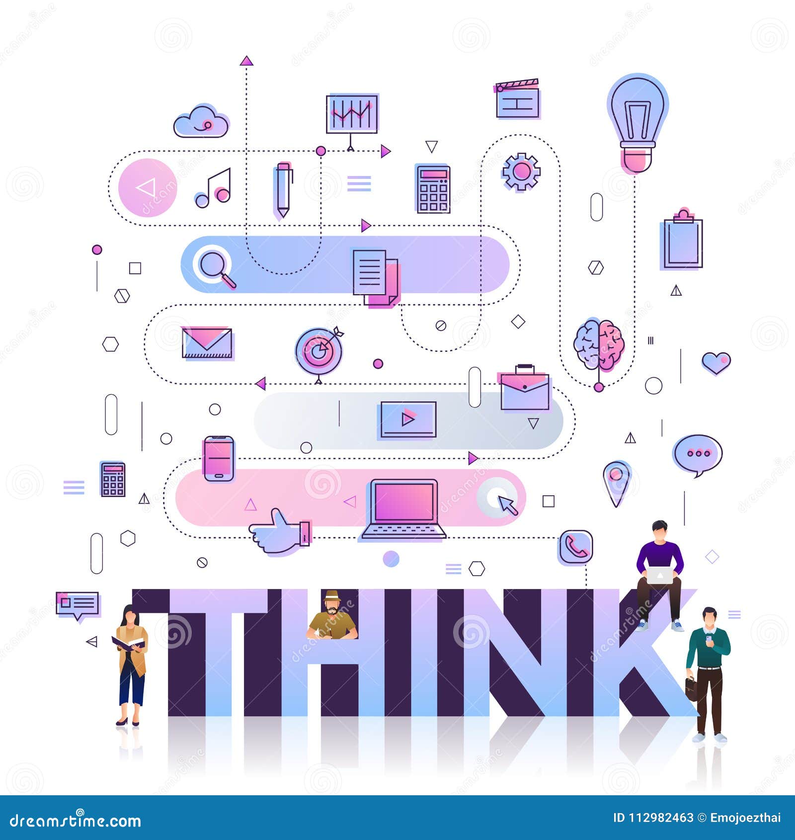 Flat Design Concept Create Big Idea with IDEA. Vector Illustrate Stock ...