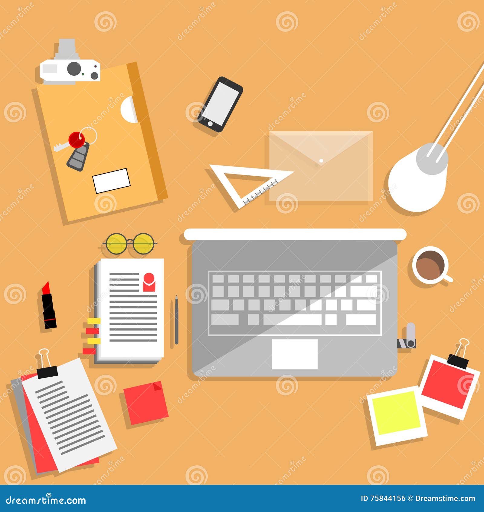Flat Design Concept of Creative Office Workspace. Stock Vector ...