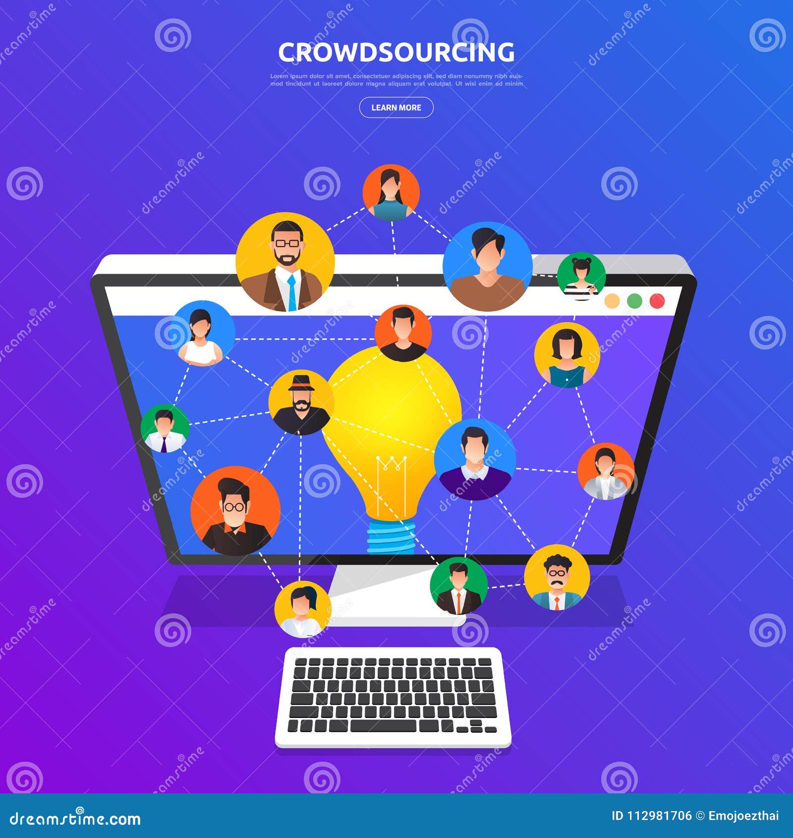 Flat Design Concept Crowdsourcing. Vector Illustrate Stock Vector ...