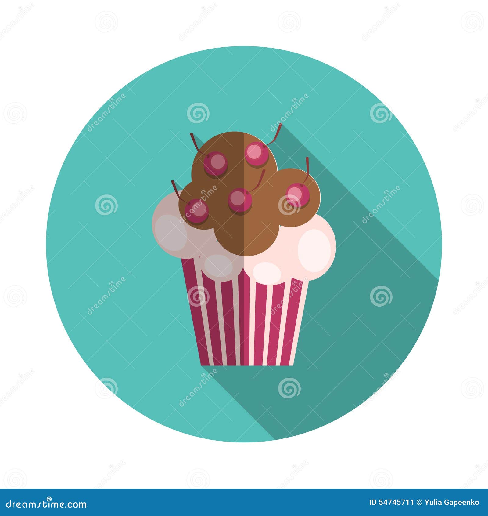 Flat Design Concept Cupcake with Cherries Vector Stock Vector ...