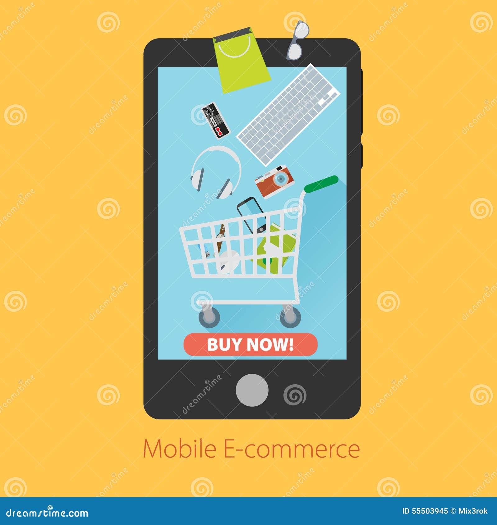 Flat Design Concept E-commerce Vector. Stock Vector - Illustration of icon, card: 55503945