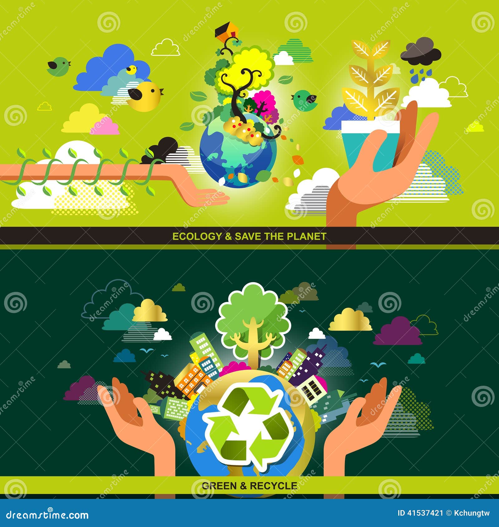Flat Design Concept for Ecology and Recycle Stock Vector - Illustration ...