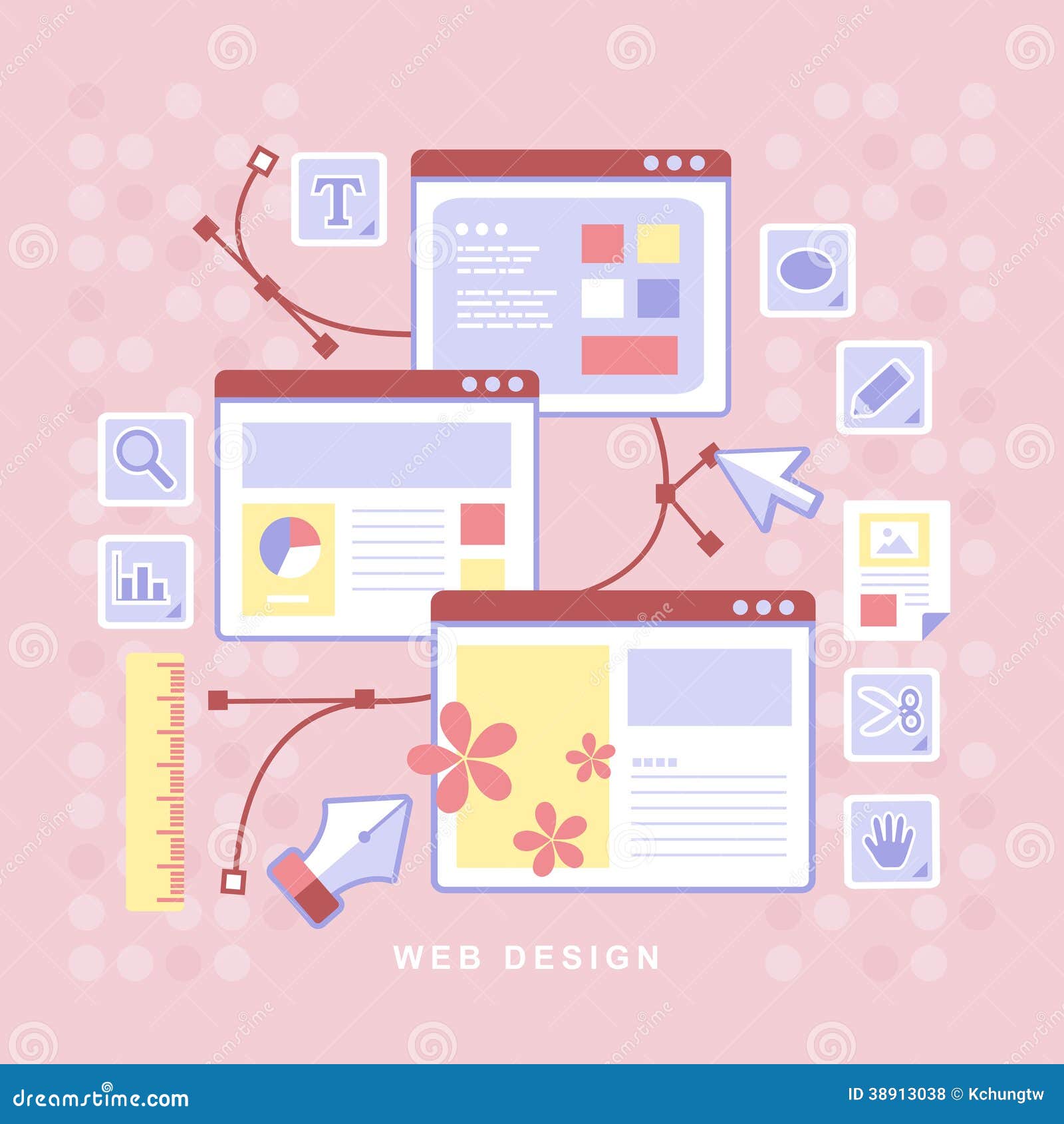 Flat Design Concept F Web Design Stock Vector - Illustration of link ...