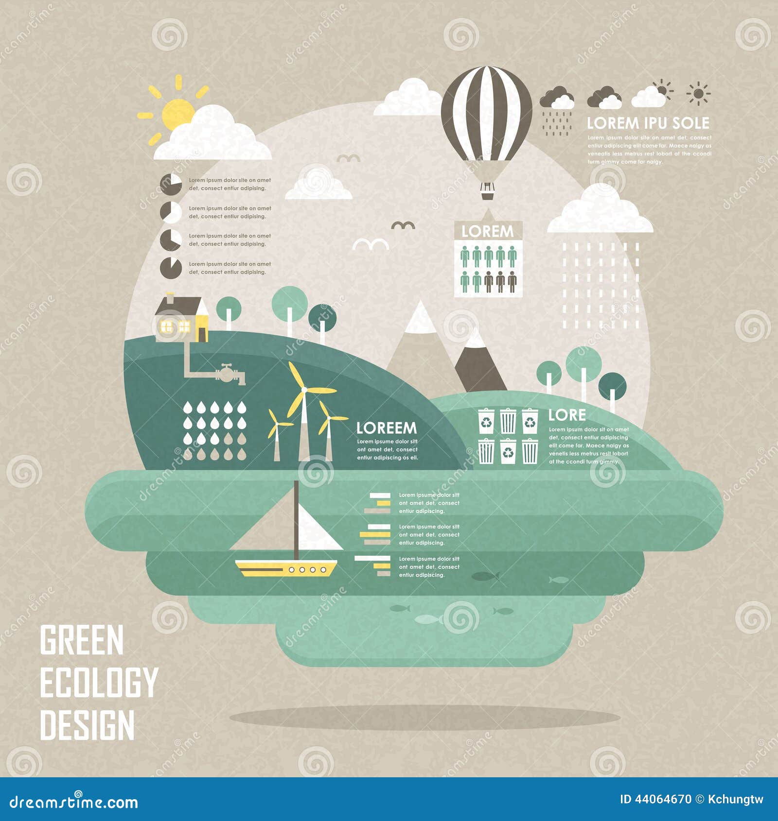 Flat Design Concept for Green Ecology Stock Vector - Illustration of ...