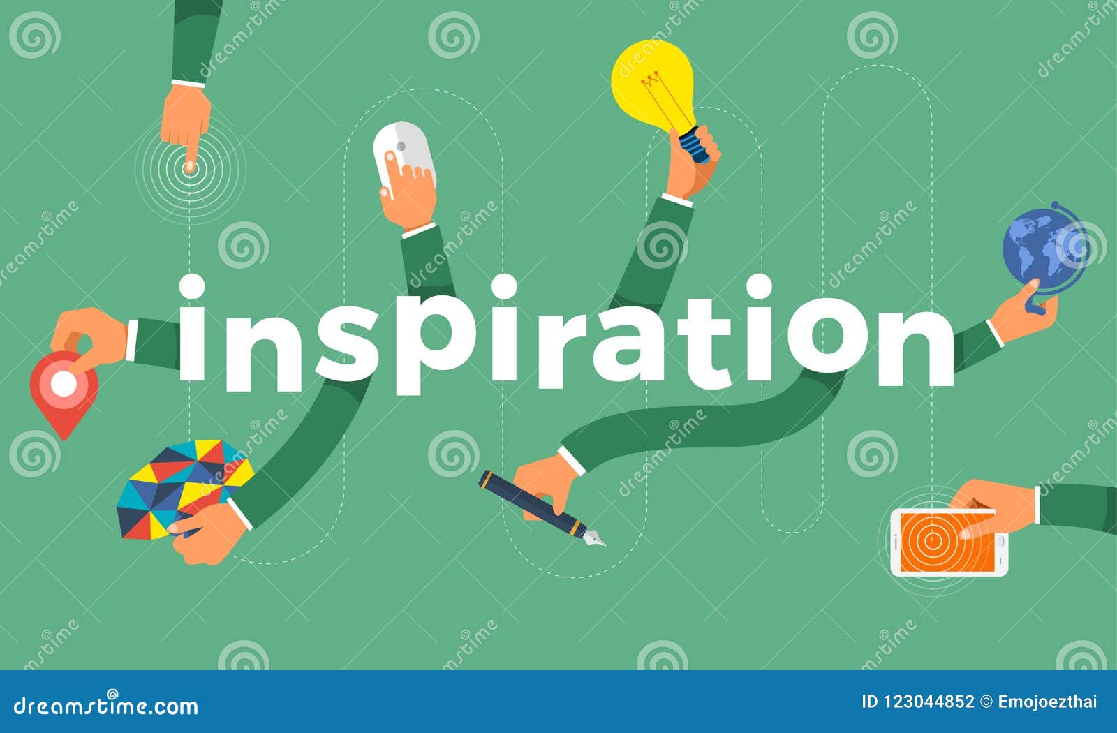 Flat Design Concept Hand Create Symbol Icon and Words Inspiration ...