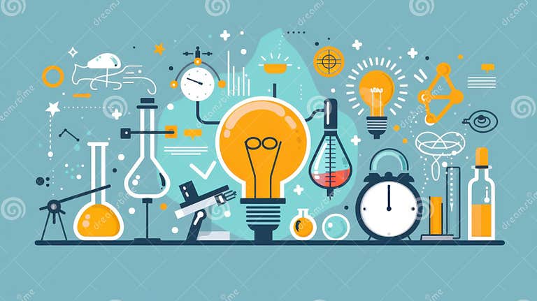 Flat Design Concept Illustration with Experimental Thinking of Idea Lab ...