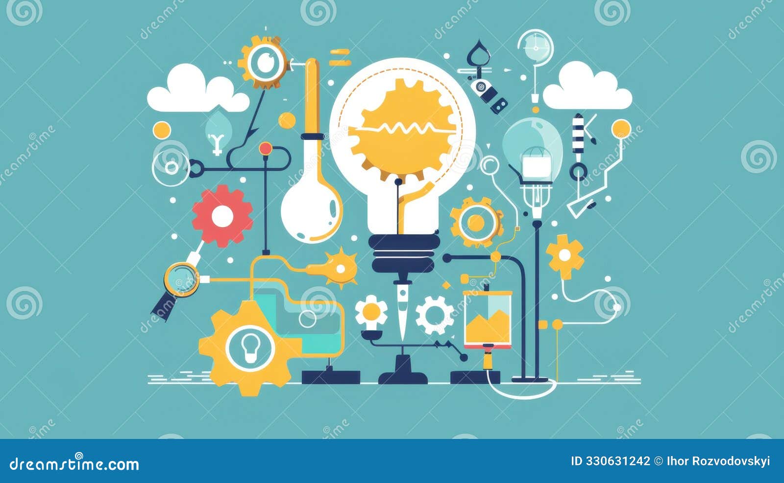 Flat Design Concept Illustration with Experimental Thinking of Idea Lab ...