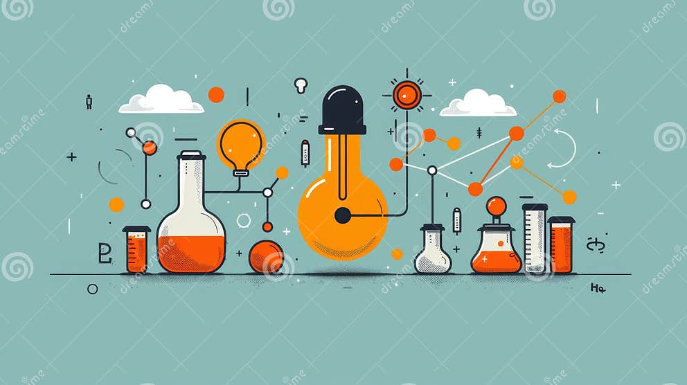 Flat Design Concept Illustration with Experimental Thinking of Idea Lab ...