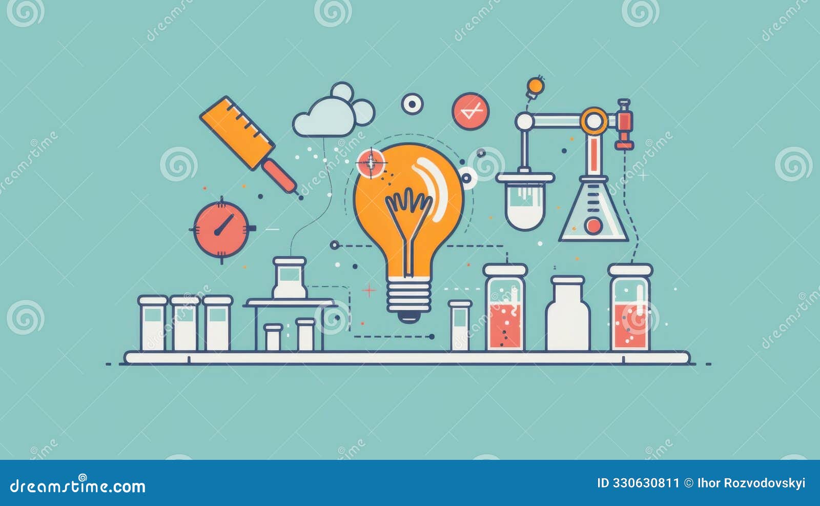 Flat Design Concept Illustration with Experimental Thinking of Idea Lab ...