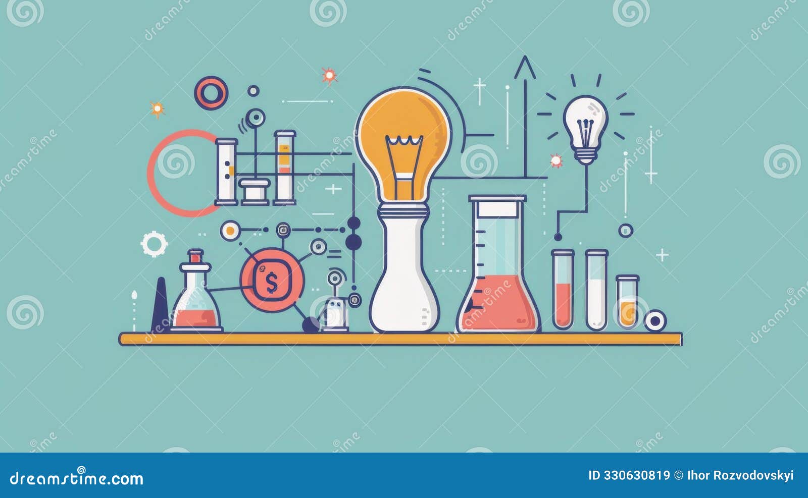 Flat Design Concept Illustration with Experimental Thinking of Idea Lab ...