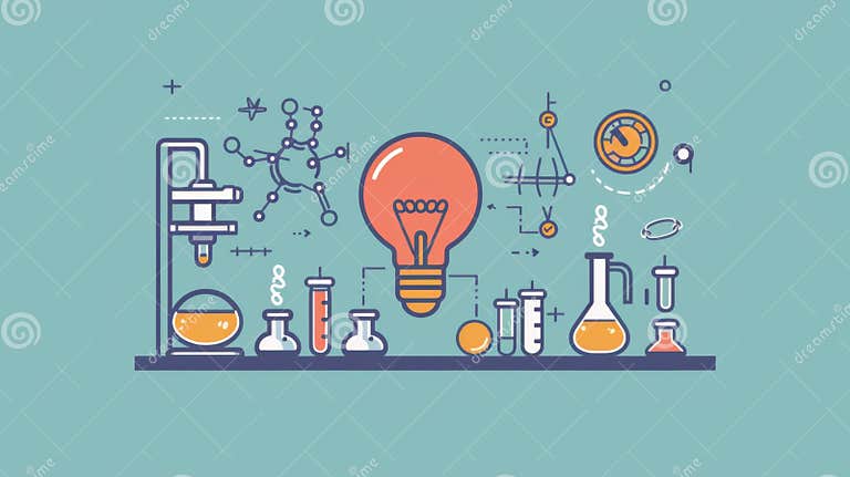 Flat Design Concept Illustration with Experimental Thinking of Idea Lab ...