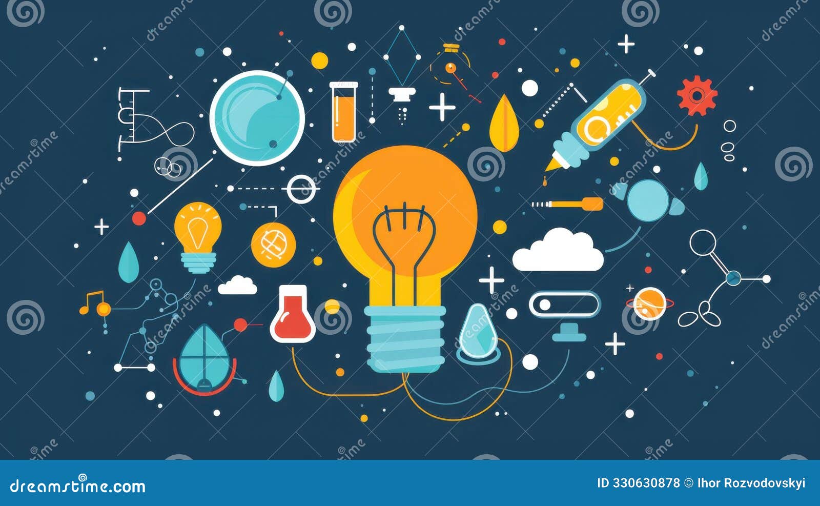 Flat Design Concept Illustration with Experimental Thinking of Idea Lab ...