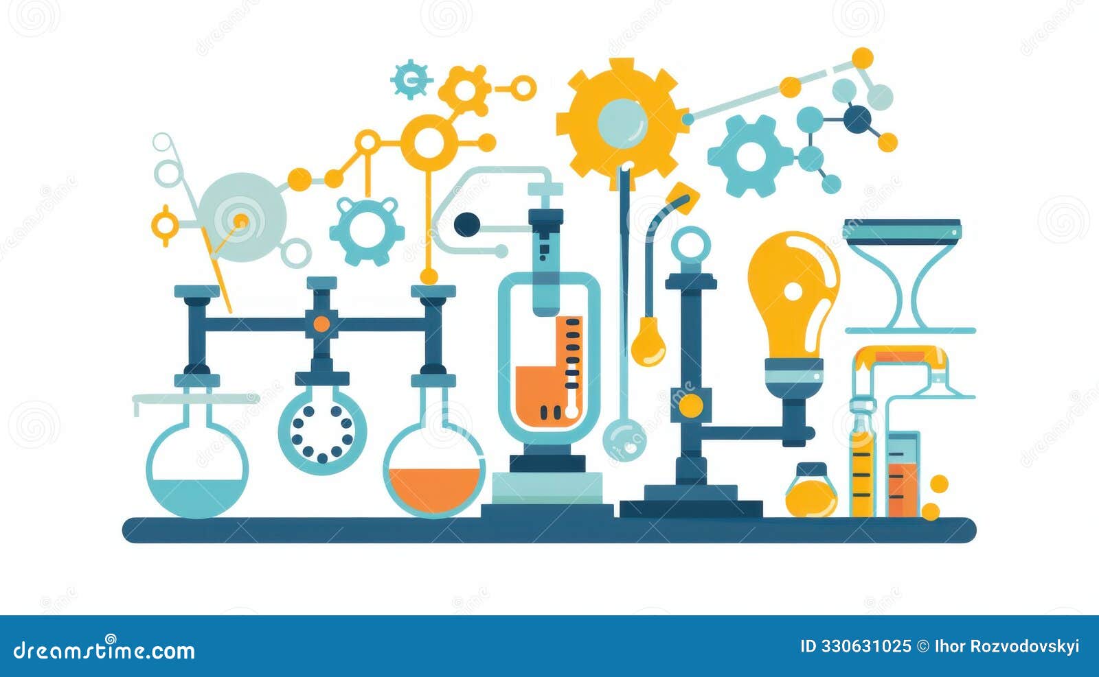 Flat Design Concept Illustration with Experimental Thinking of Idea Lab ...