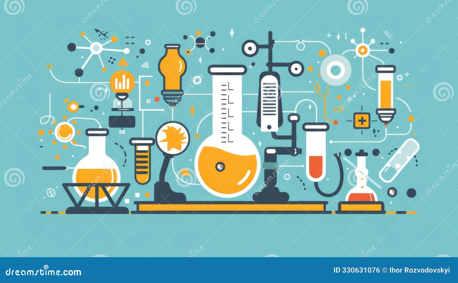 Flat Design Concept Illustration with Experimental Thinking of Idea Lab ...