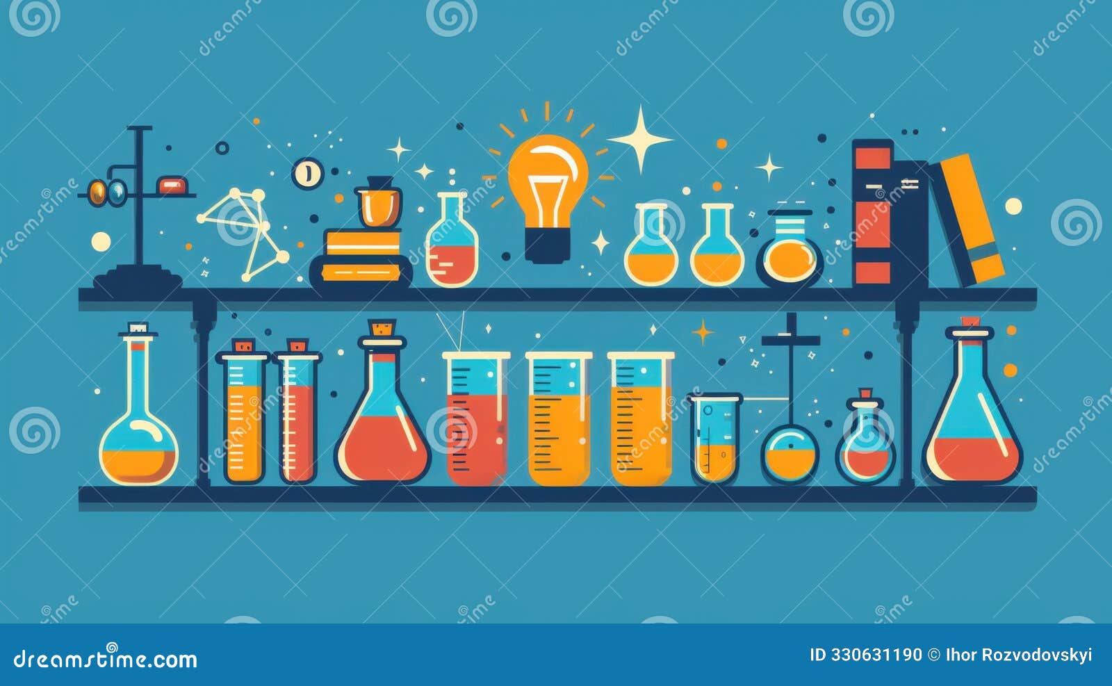 Flat Design Concept Illustration with Experimental Thinking of Idea Lab ...